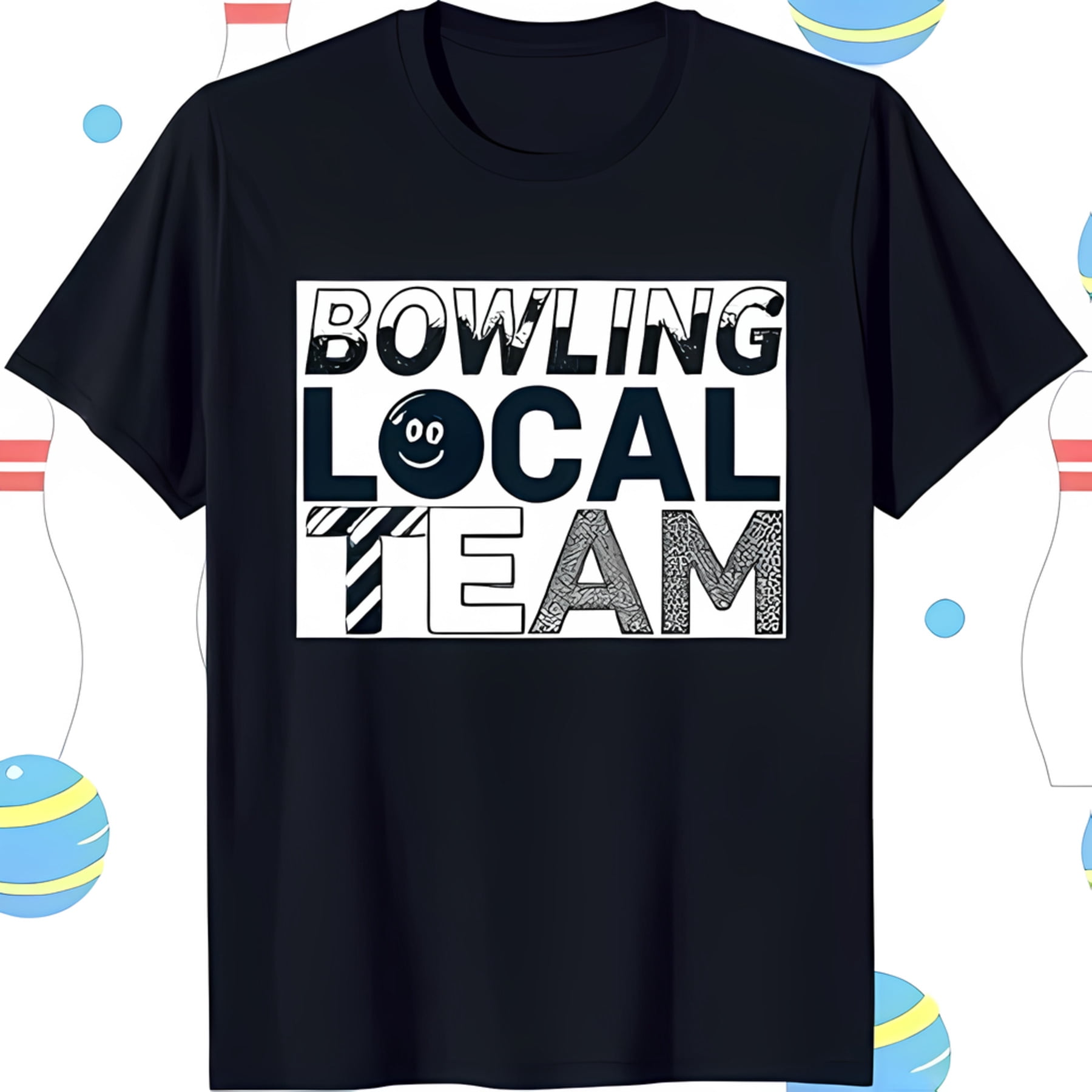 Bold Black T-Shirt for Bowling Fans 'Bowling Local Team' Graphic with ...