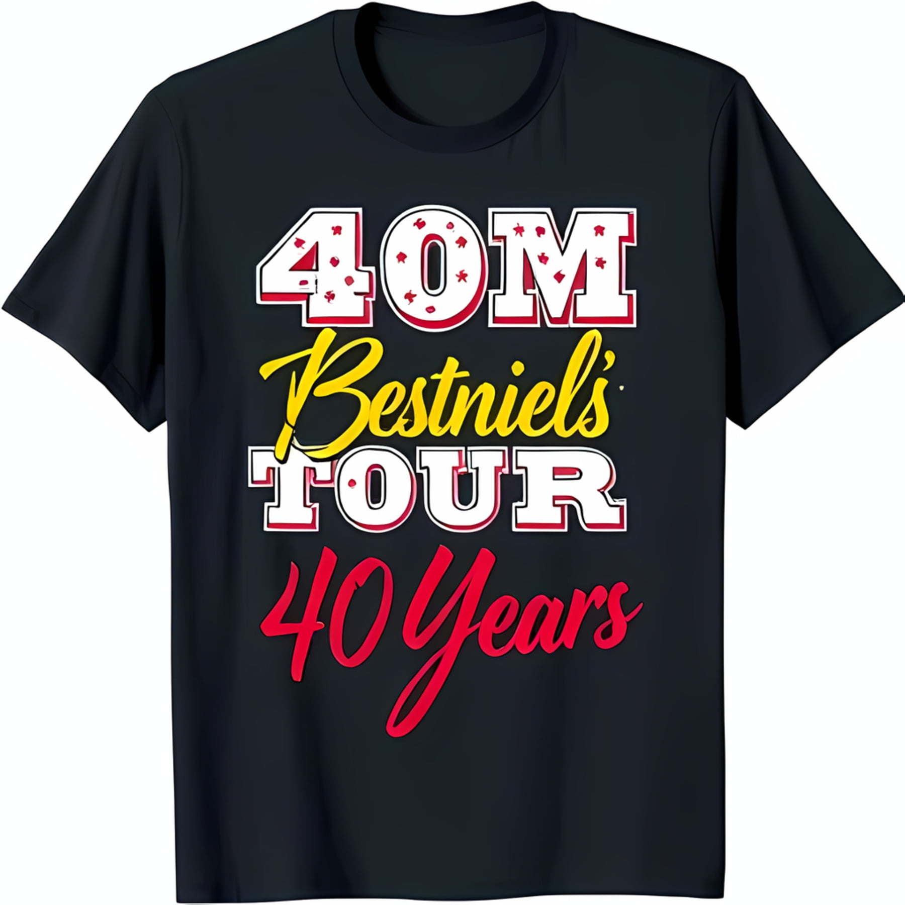 Bold Black T-Shirt with '40M Bestniel's Tour 40 Years' Graphic Design ...