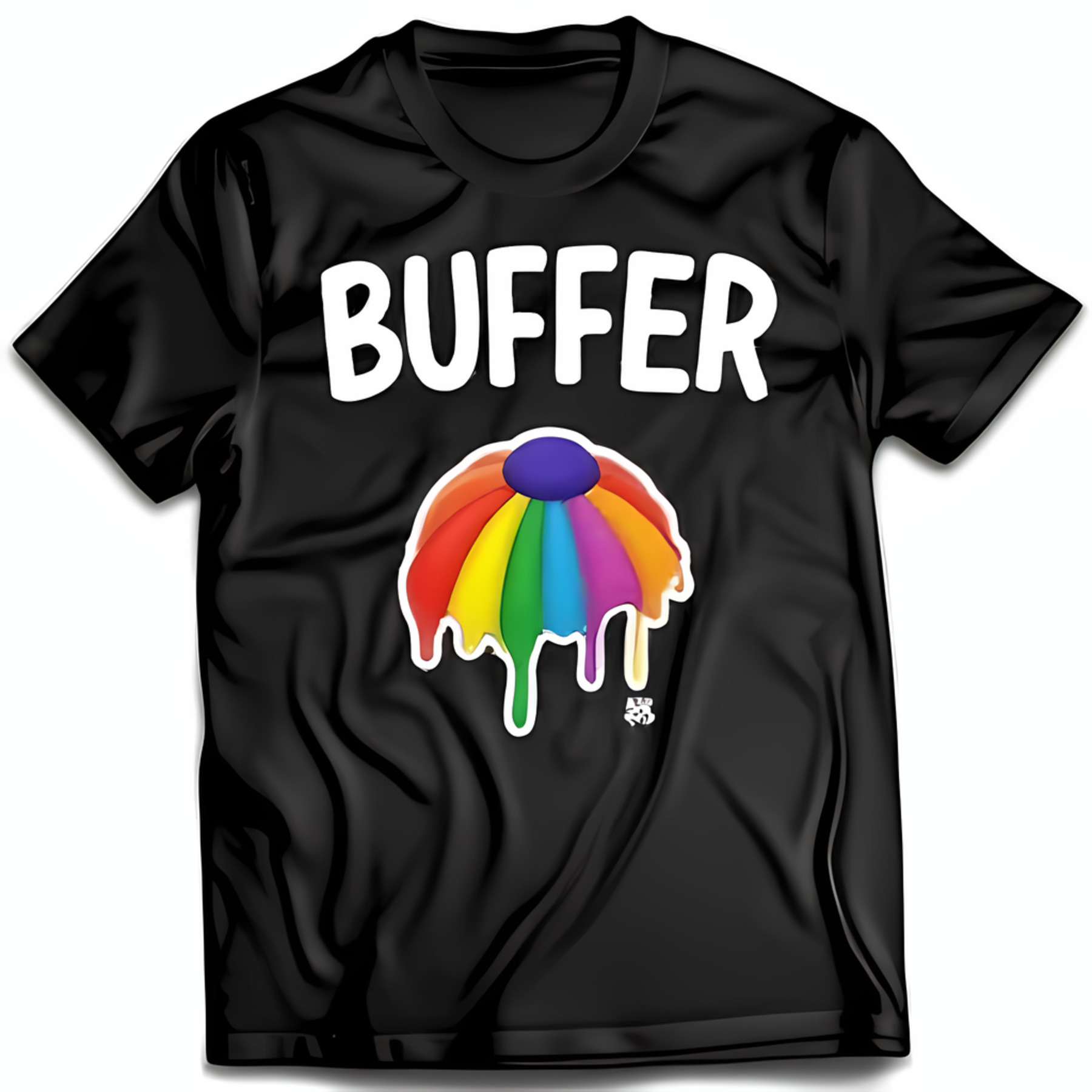 Bold Black T-Shirt with BUFFER Text and Melting Design - Walmart.com