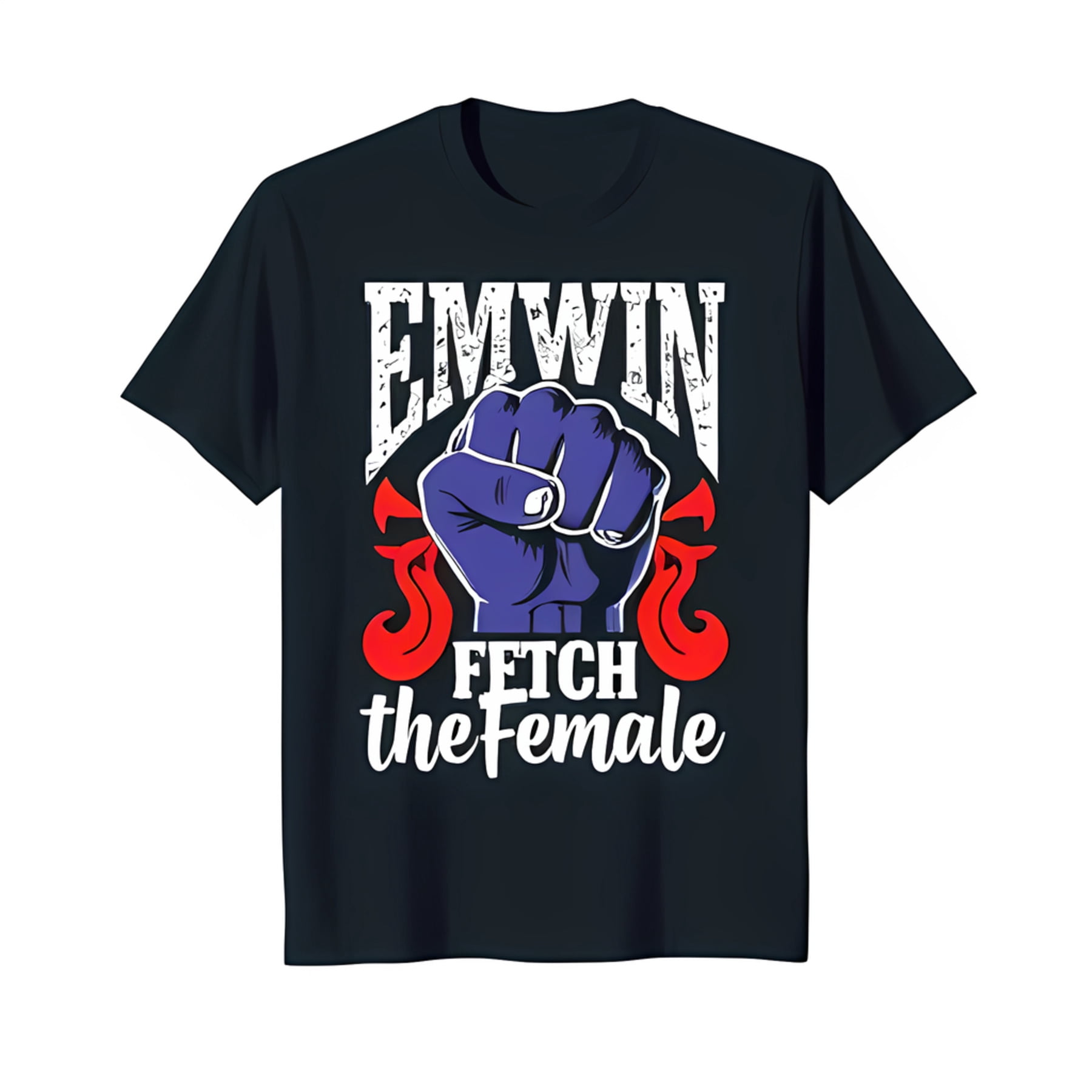 Bold Black T-Shirt with Clenched Fist Graphic 'EMWIN FETCH the Female ...