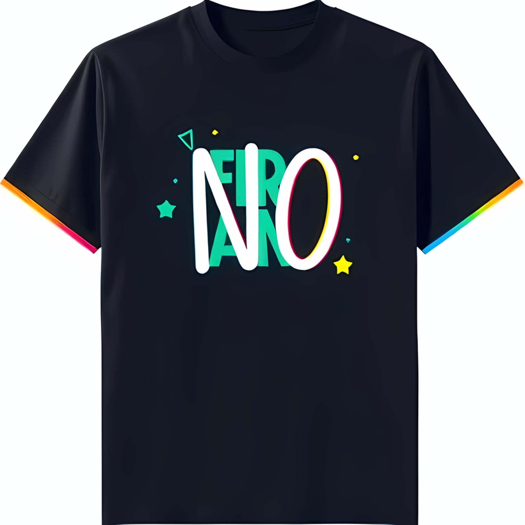 Bold Black T-Shirt with Colorful 'NO' Graphic Design Eye Catching ...