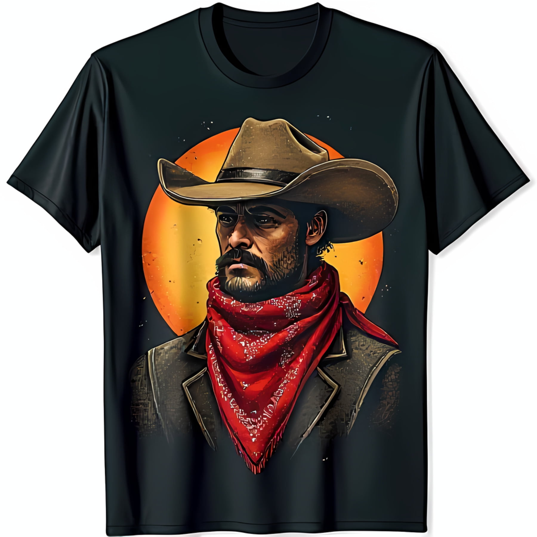 Bold Black T-Shirt with Cowboy Chest Graphic for Style Enthusiasts ...