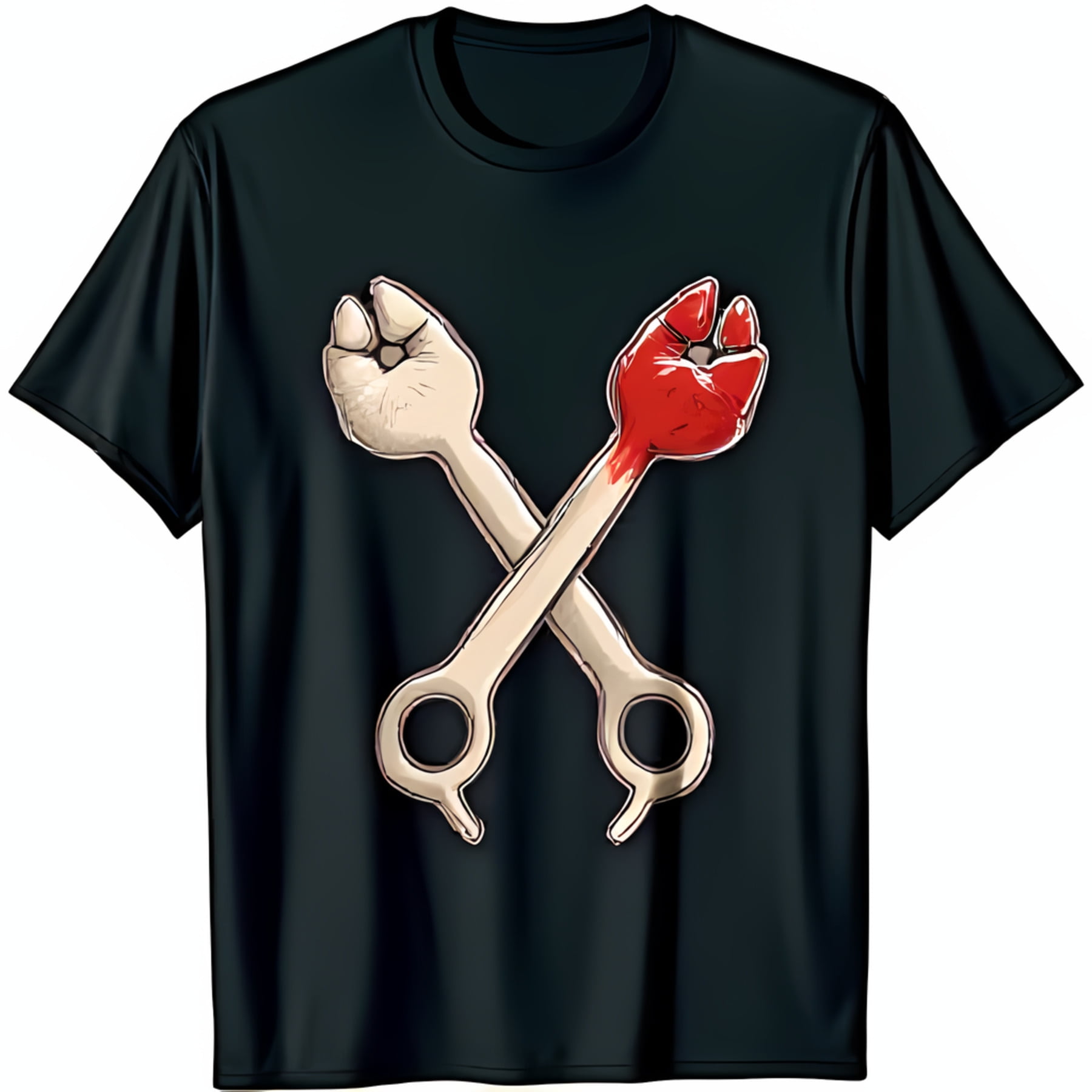 Bold Black T-Shirt with Crossed Graphic White & Red Design for & Horror ...