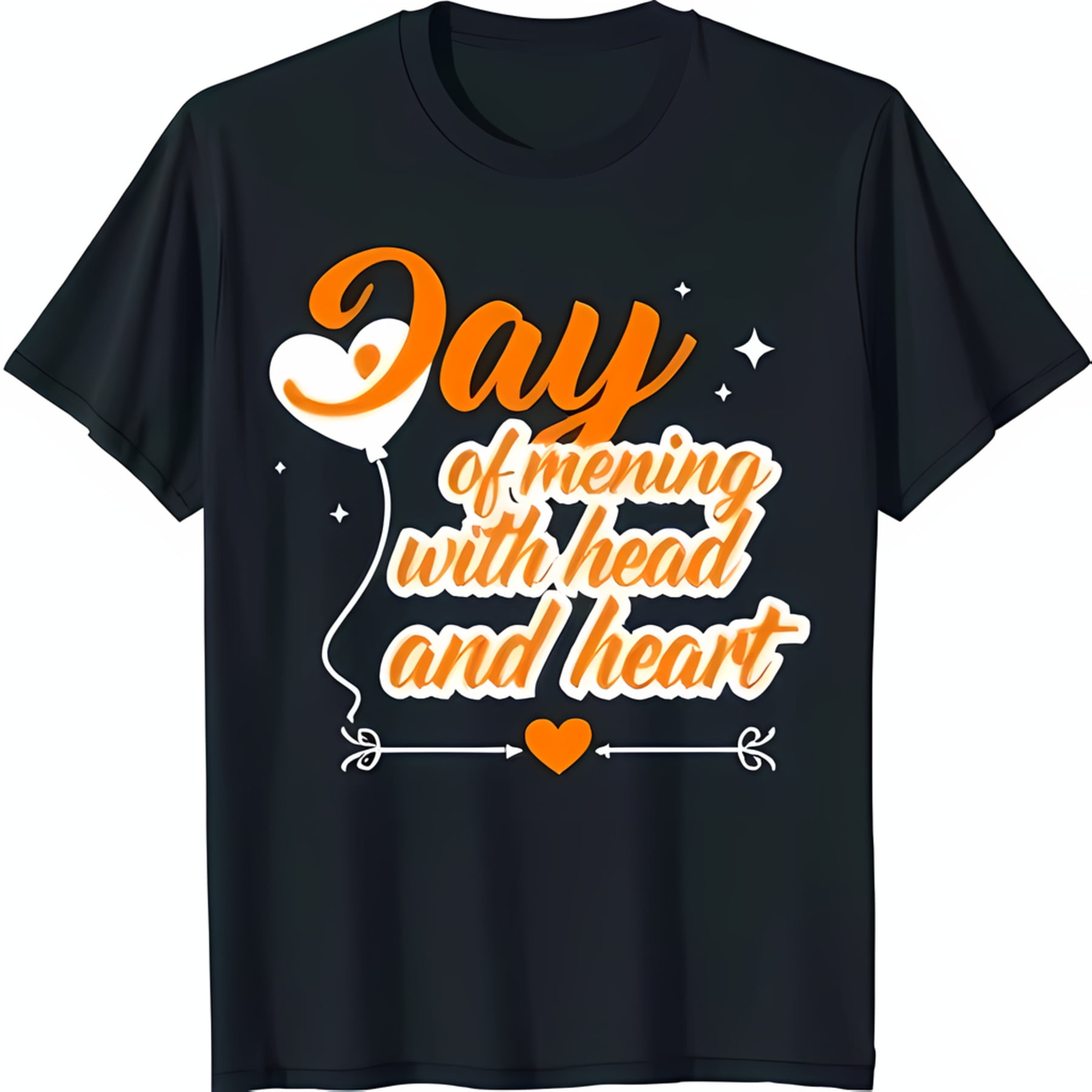 Bold Black T-Shirt with 'Day of Meaning' Graphic & Heart Design ...