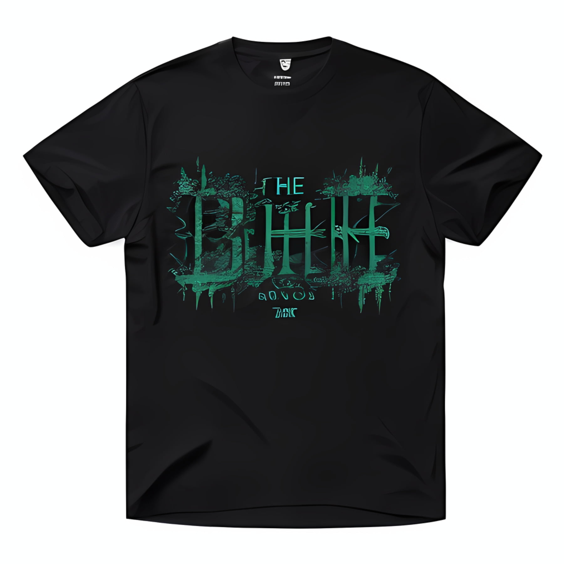 Bold Black T-Shirt with Distorted Green THE B.H.H.E. Graphic & Playful ...