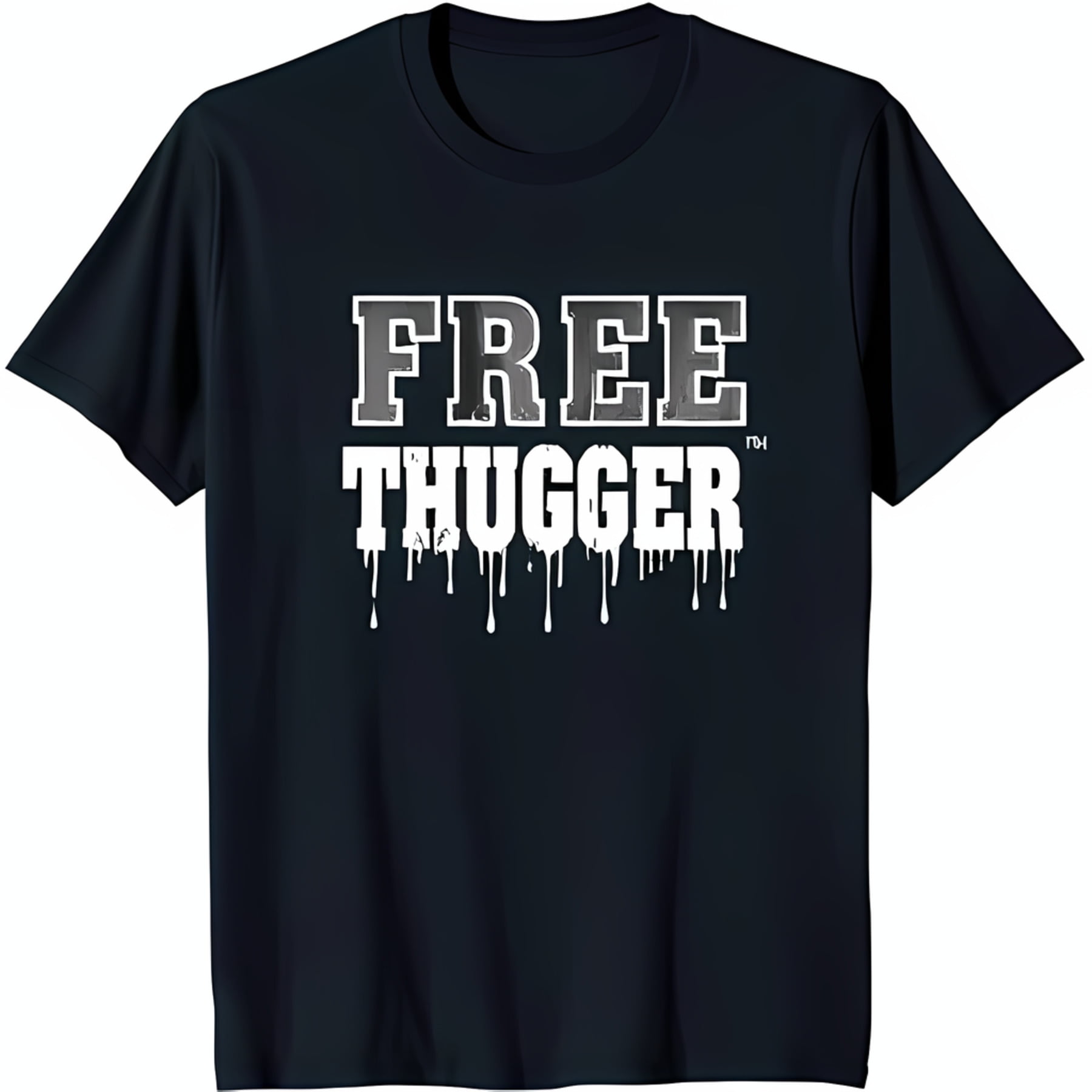 Bold Black T-Shirt with Dripping ' THUGGER' Graphic - Walmart.com