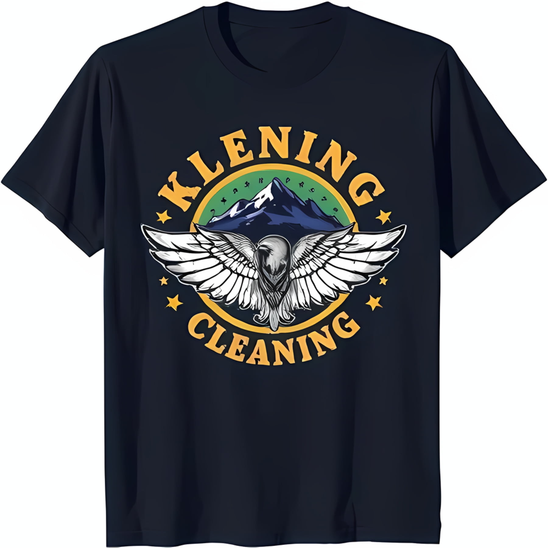 Bold Black T-Shirt with Eagle Graphic & 'Klening Cleaning' - Walmart.com