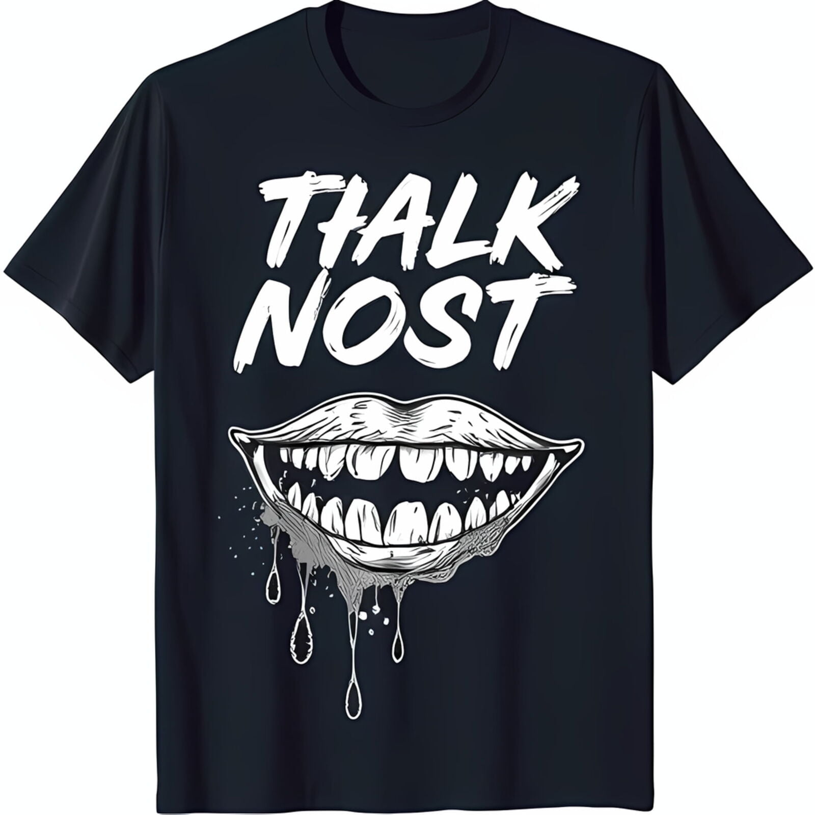 Bold Black T-Shirt with Edgy THALK Dripping Mouth Graphic - Walmart.com