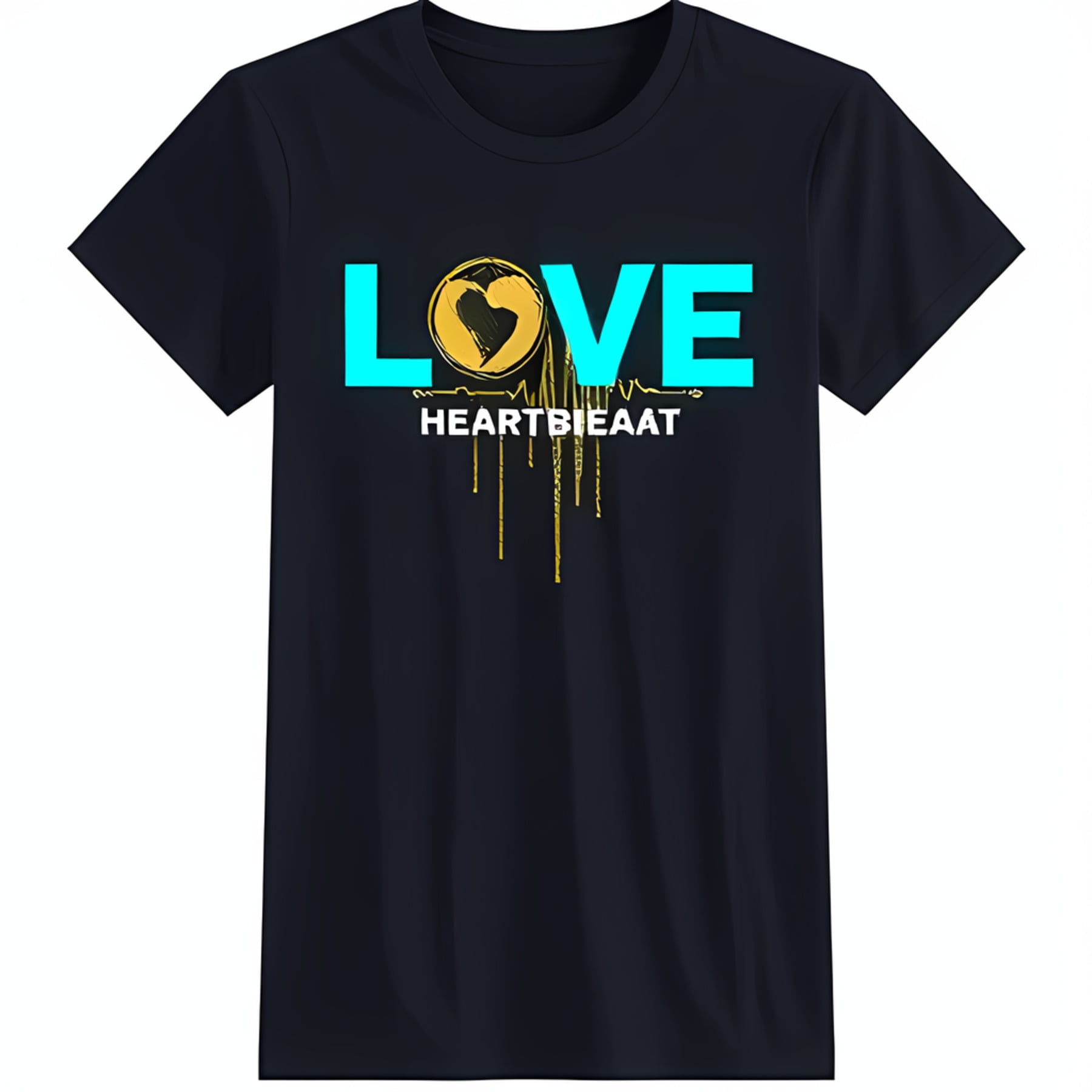 Bold Black T-Shirt with Expressive Love & Music Graphic Design Unique ...