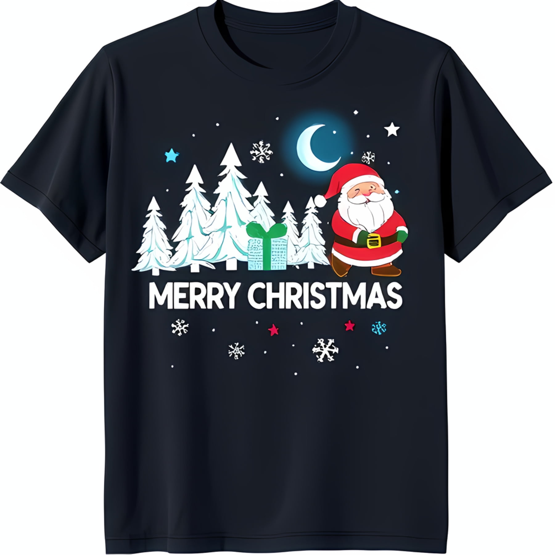 Bold Black T-Shirt with Eye Catching Chest Graphic for Holiday Cheer ...