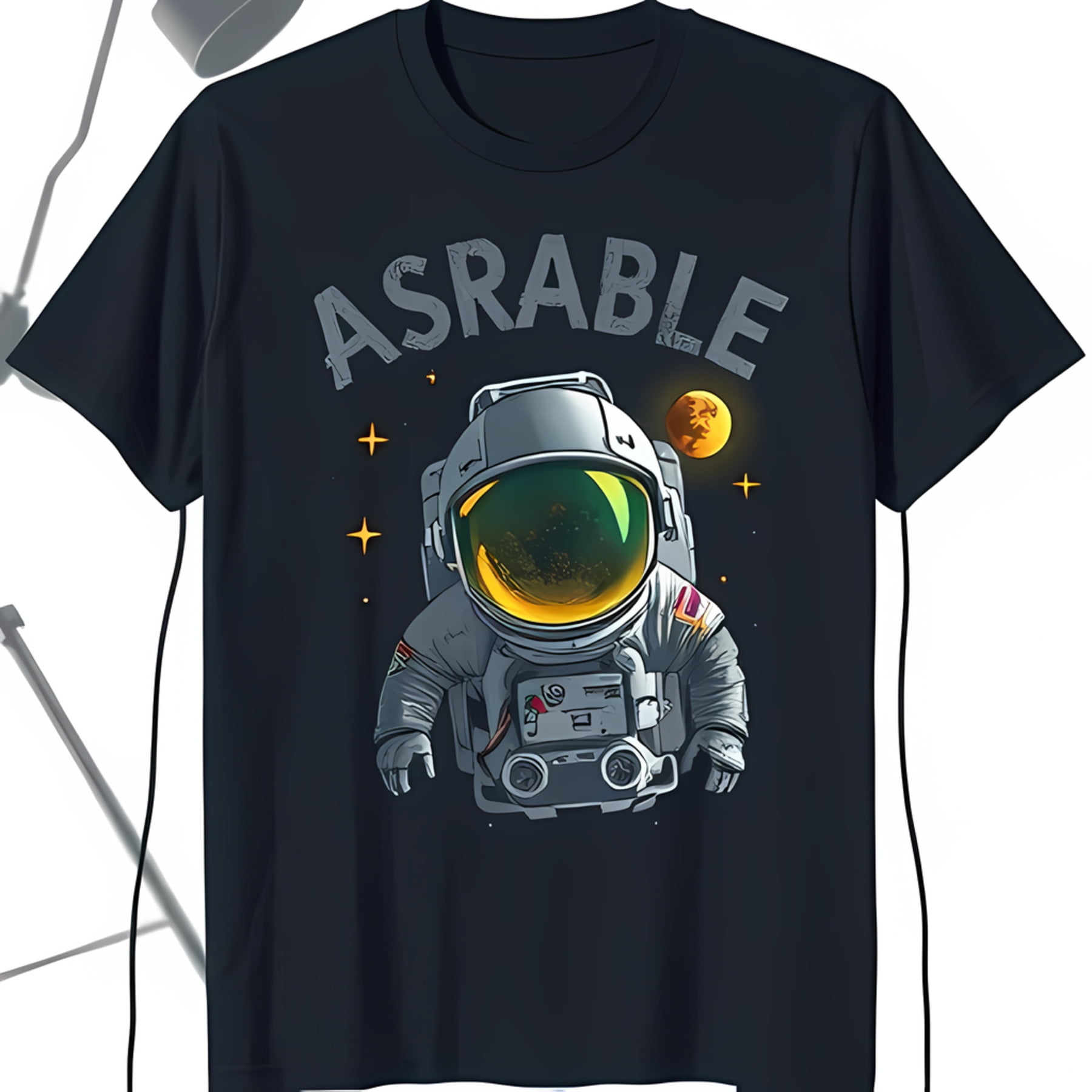 Bold Black T-Shirt with Eye Catching Chest Graphic for Space Lovers ...