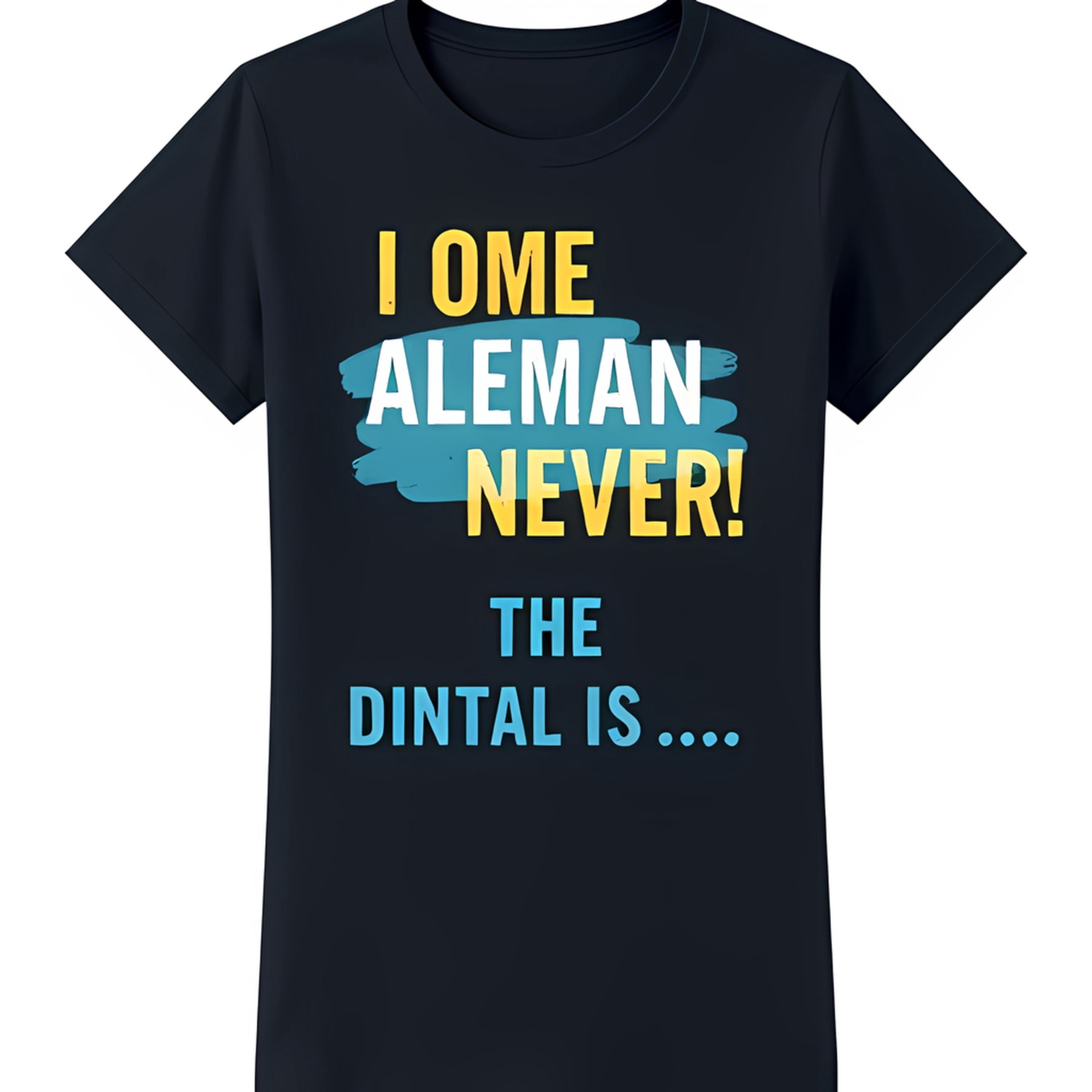 Bold Black T-Shirt with Eye Catching Graphic: 'I ome aleman never ' in ...