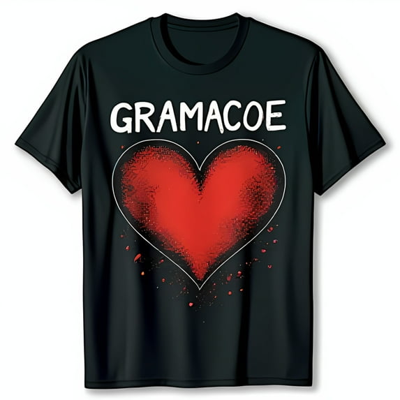 Bold Black T-Shirt with Eye Catching Heart Design & GRAMACOE Text ...
