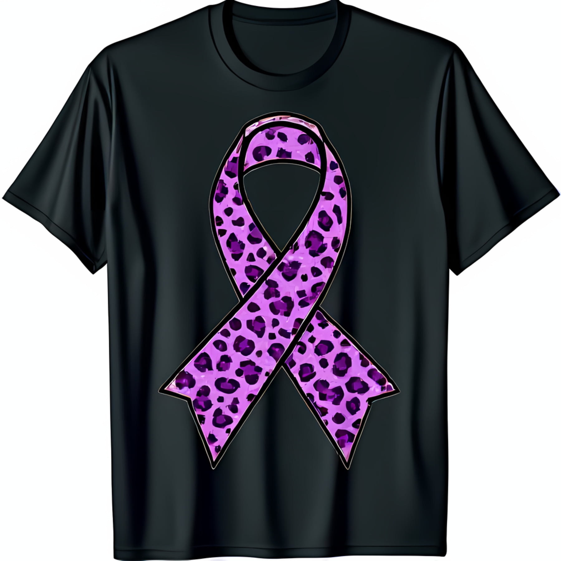 Bold Black T-Shirt with Eye Catching Print Ribbon Graphic - Walmart.com
