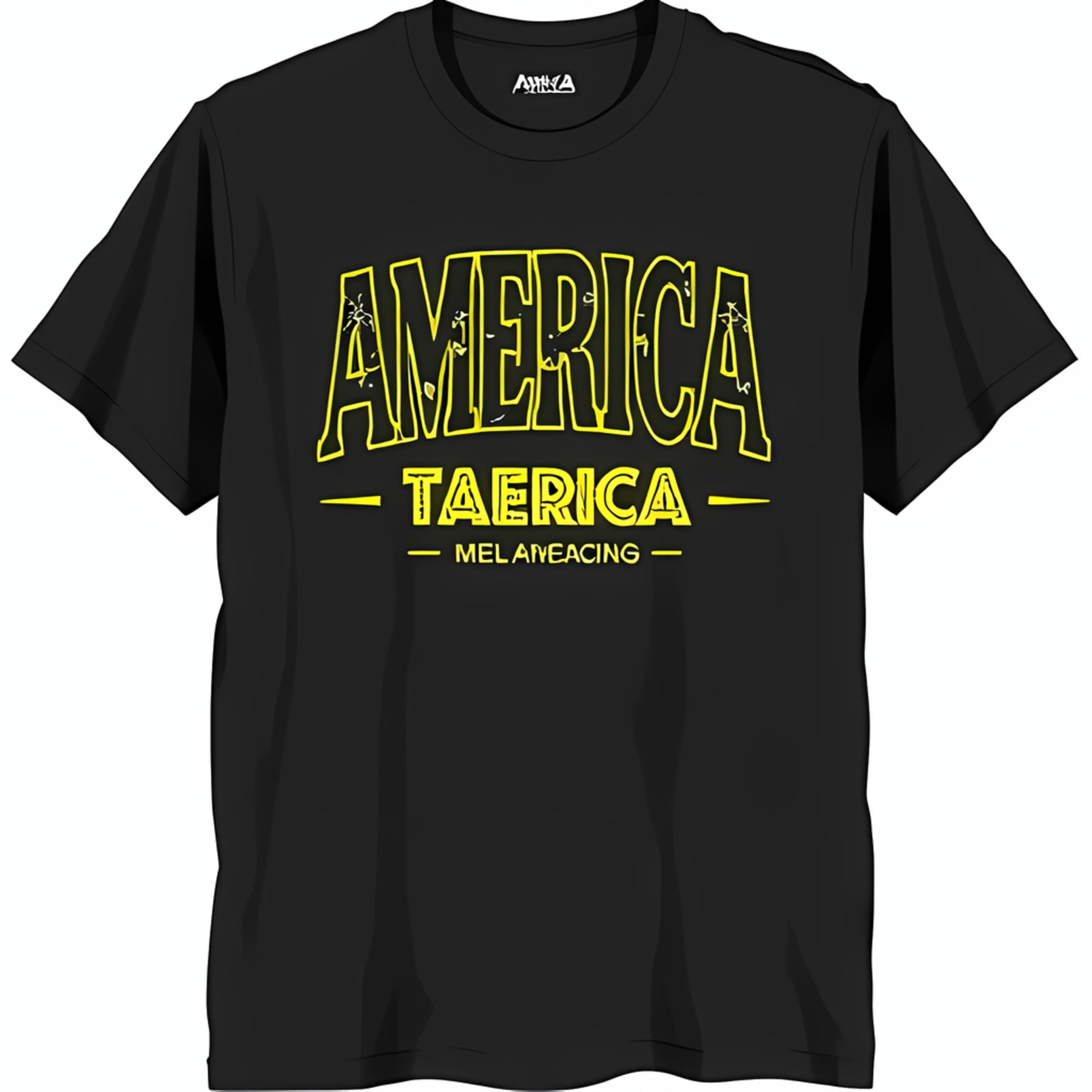 Bold Black T-Shirt with Eye Catching 'TAERICA' and 'MELANEACING ...