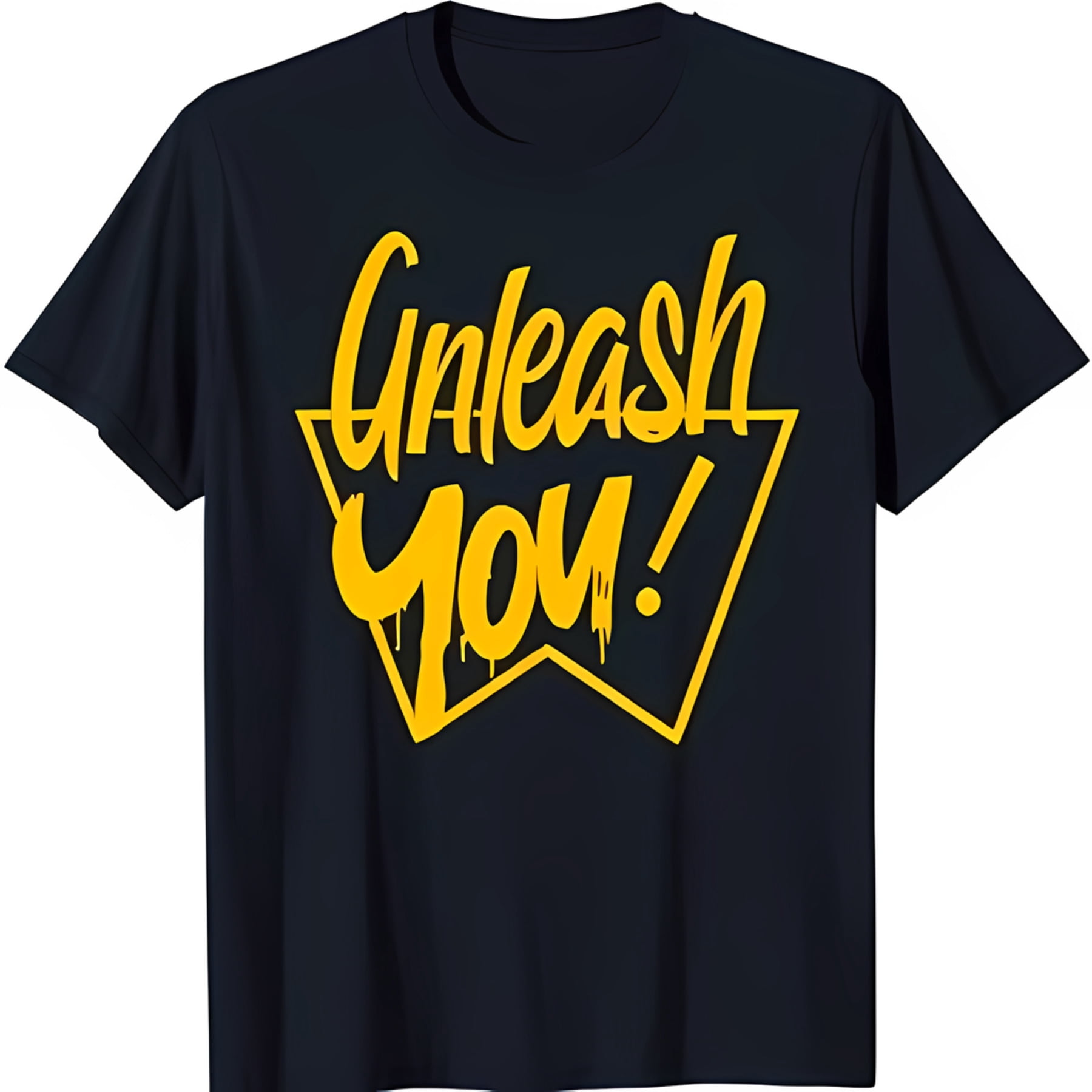 Bold Black T-Shirt with Eye Catching Yellow Star Graphic & 'Unleash You ...