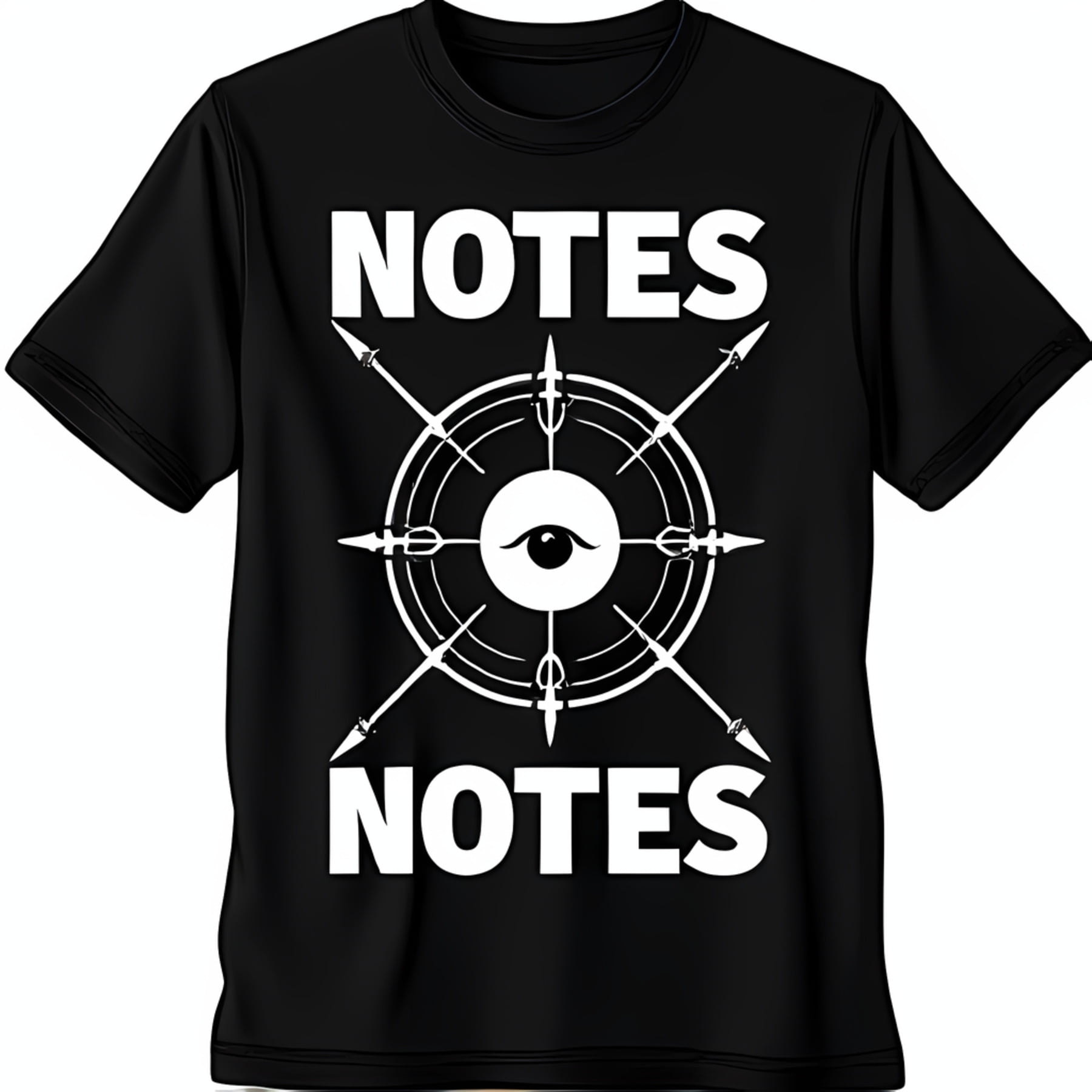 Bold Black T-Shirt with Eye Graphic and NOTES Design Unique Style ...