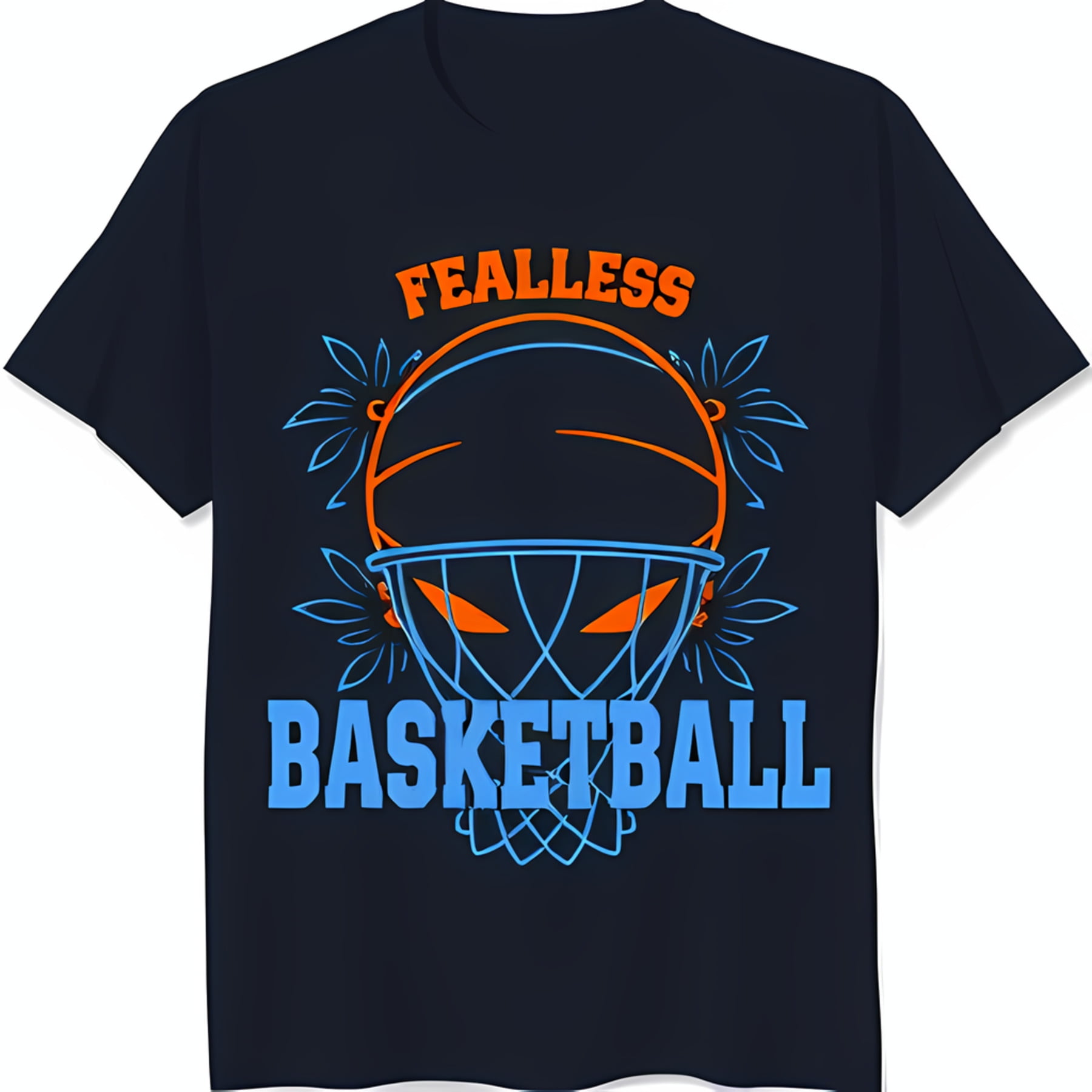 Bold Black T-Shirt with 'FEARLESS ' Graphic & Fiery Design - Walmart.com