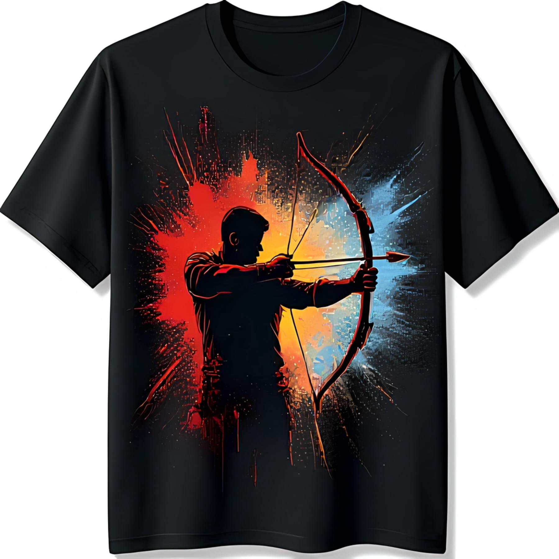 Bold Black T-Shirt with Fiery Bow and Arrow Graphic Design-L - Walmart.com