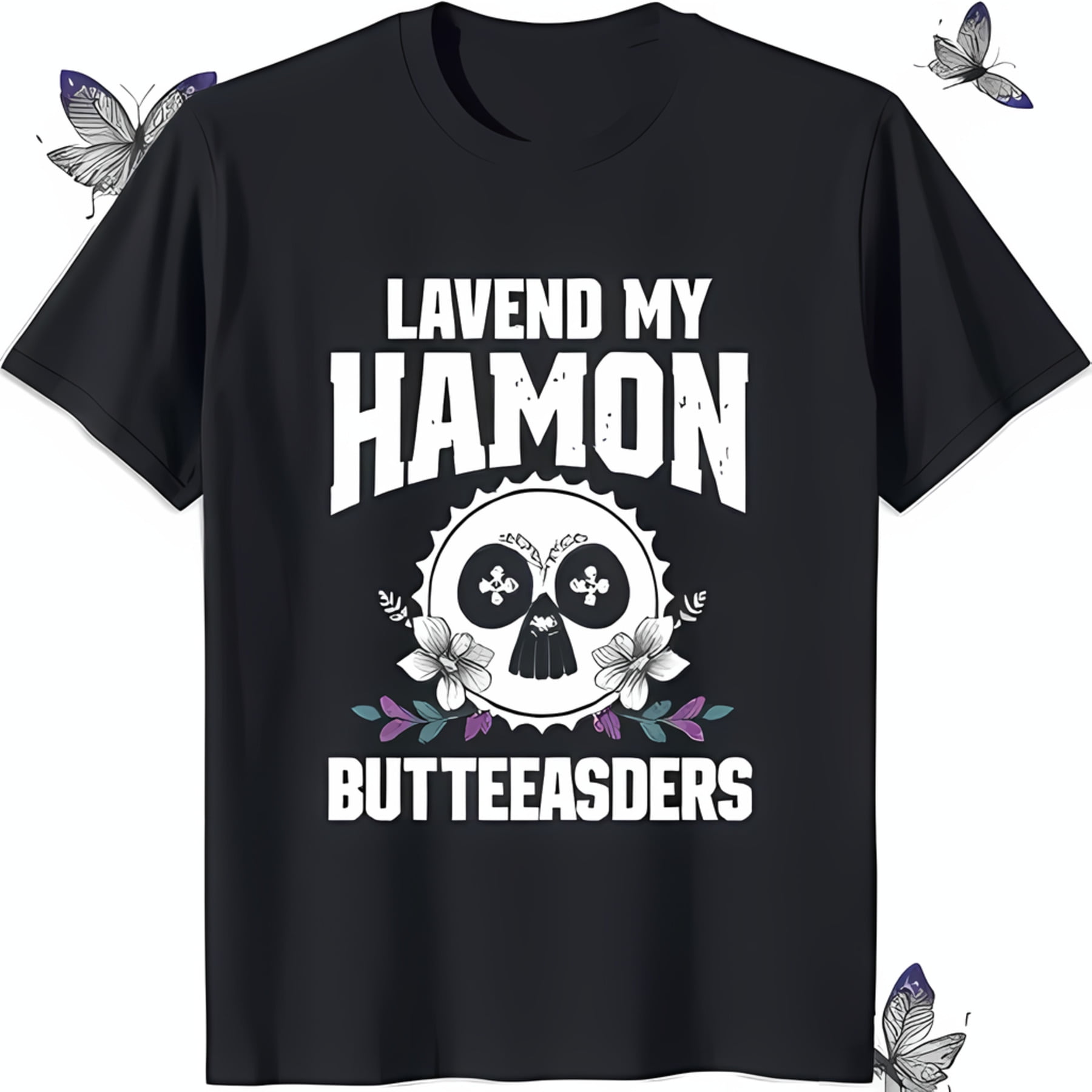 Bold Black T-Shirt with & Floral Graphic 'Lavend My Hamon' Design ...