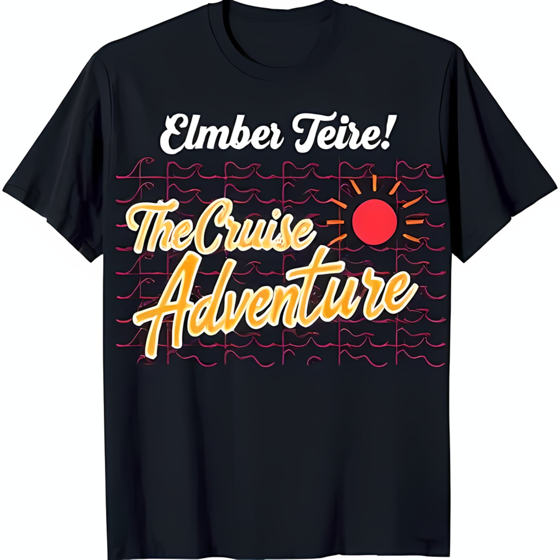 Bold Black T-Shirt with Fun Yellow Slogan & Red Sun Graphic for Summer ...