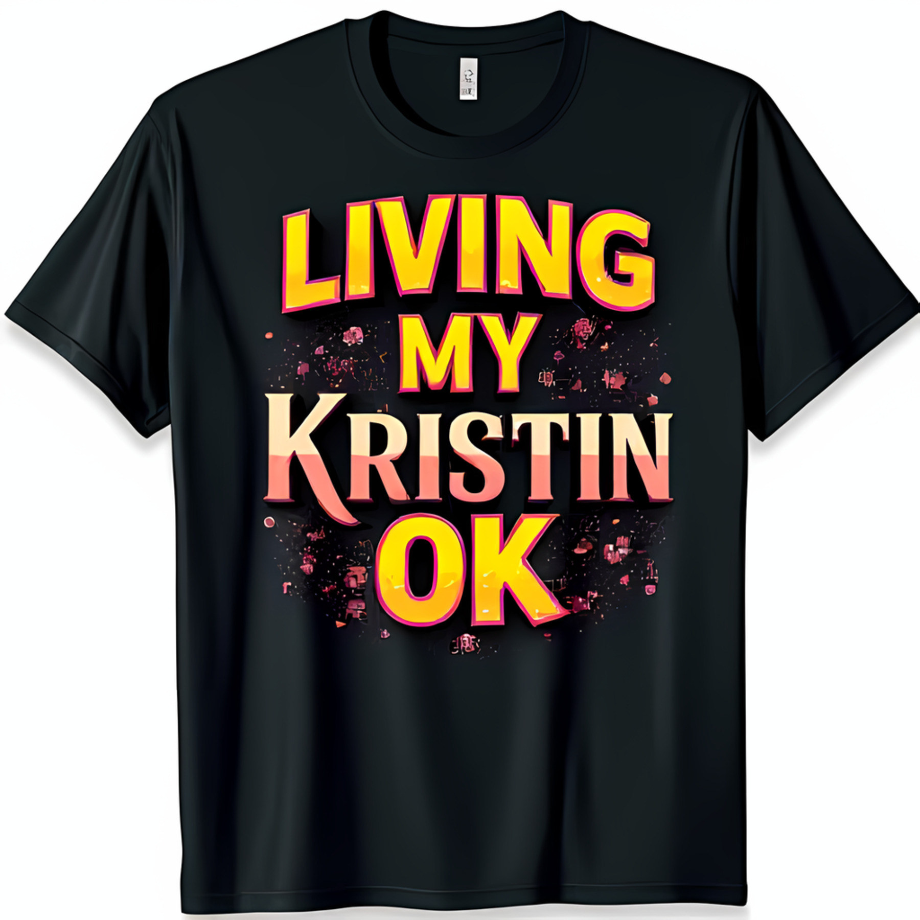 Bold Black T-Shirt with Glittery LIVING MY KRISTIN OK Graphic Fun ...