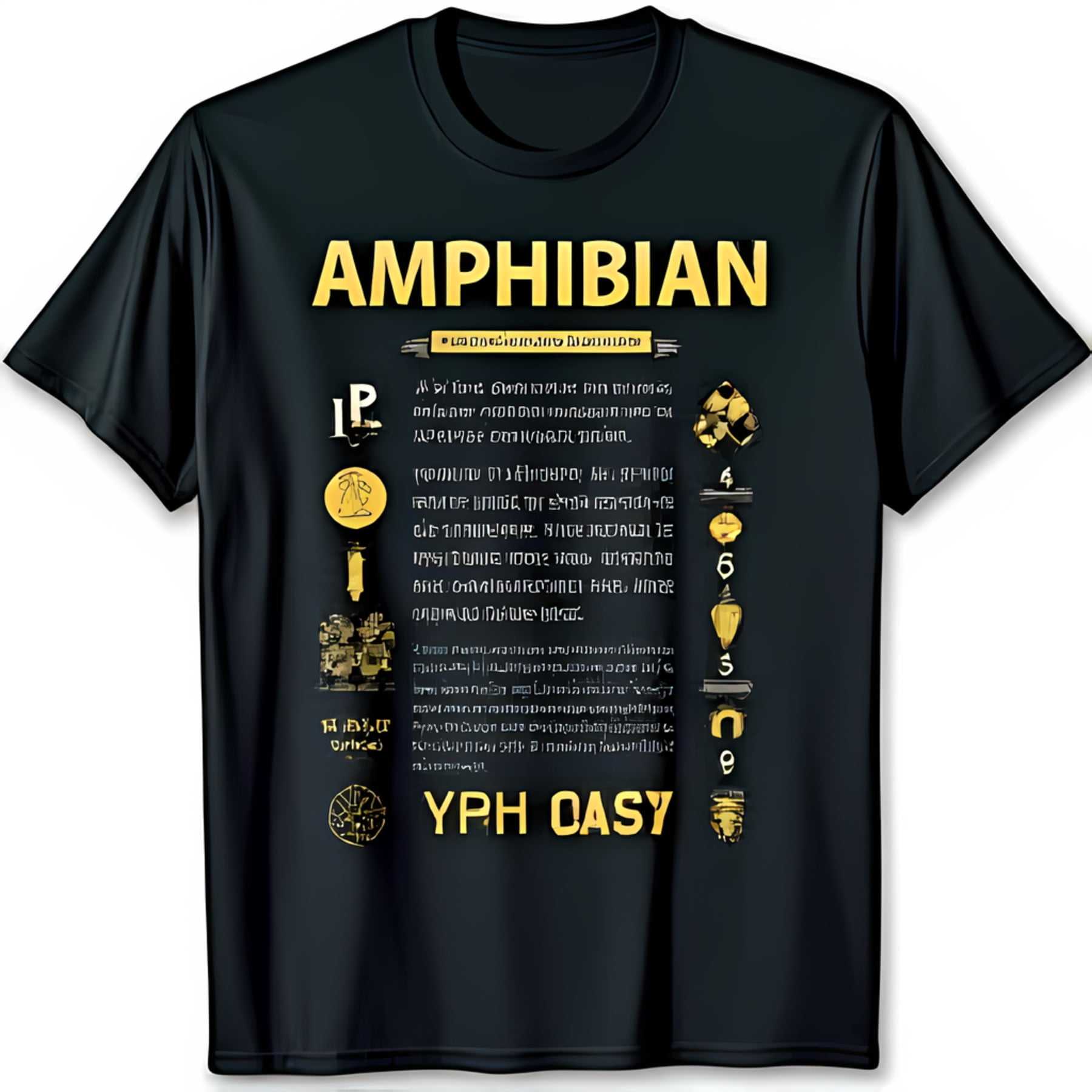 Bold Black T-Shirt with Gold Amphibian Graphic & Unique - Walmart.com