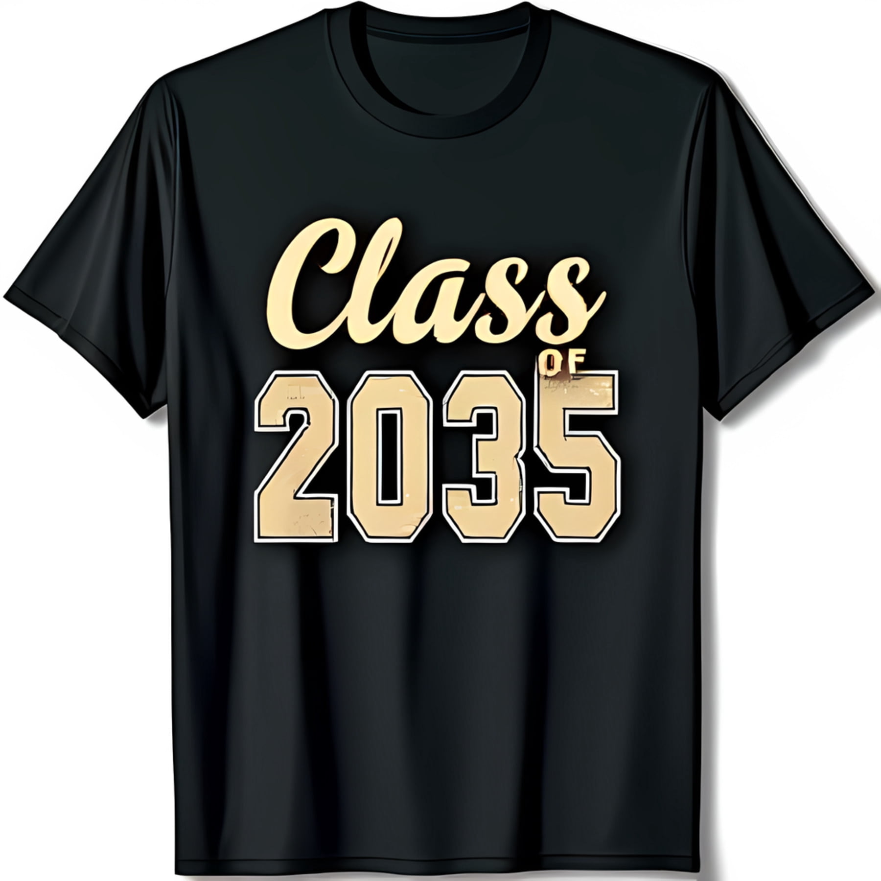 Bold Black T-Shirt with Gold Class of 2035 Graphic for Celebrating ...
