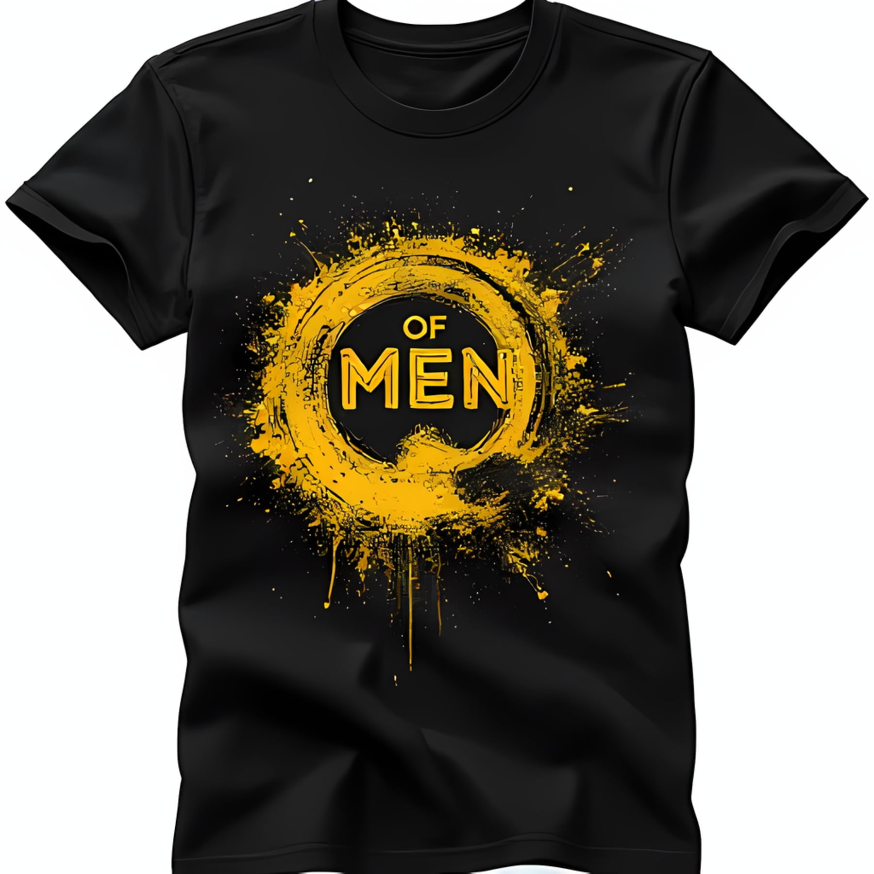 Bold Black T-Shirt with Gold OF MEN Graphic Splatter Design - Walmart.com