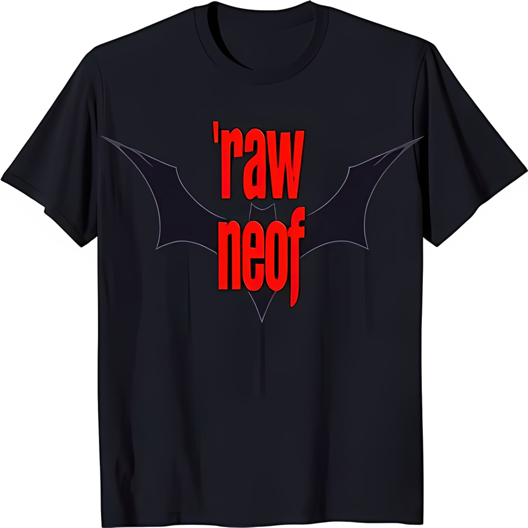 Bold Black T-Shirt with Grey Bat and Red ' Neof' Text - Walmart.com