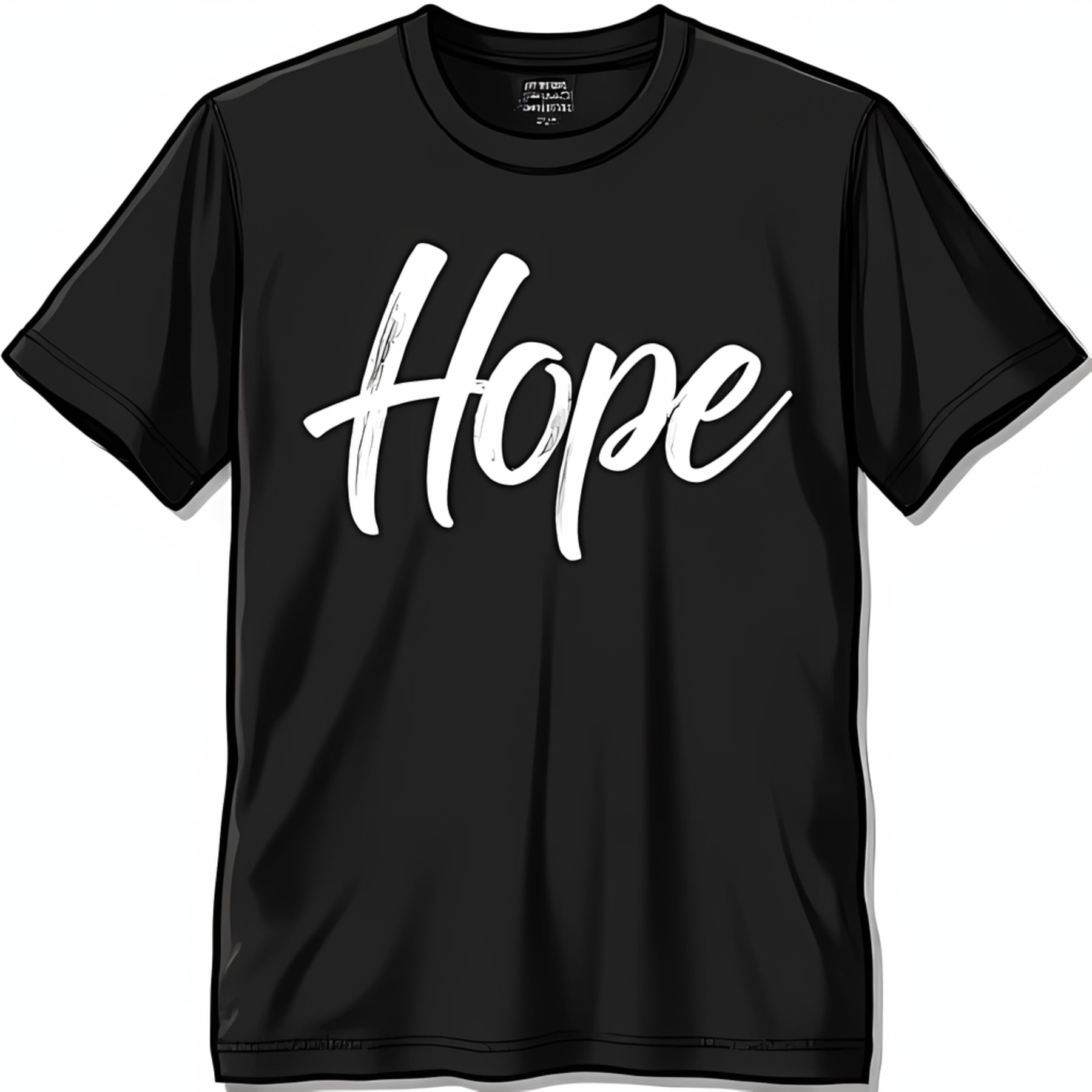Bold Black T-Shirt with Handwritten Hope Design Inspirational Graphic ...