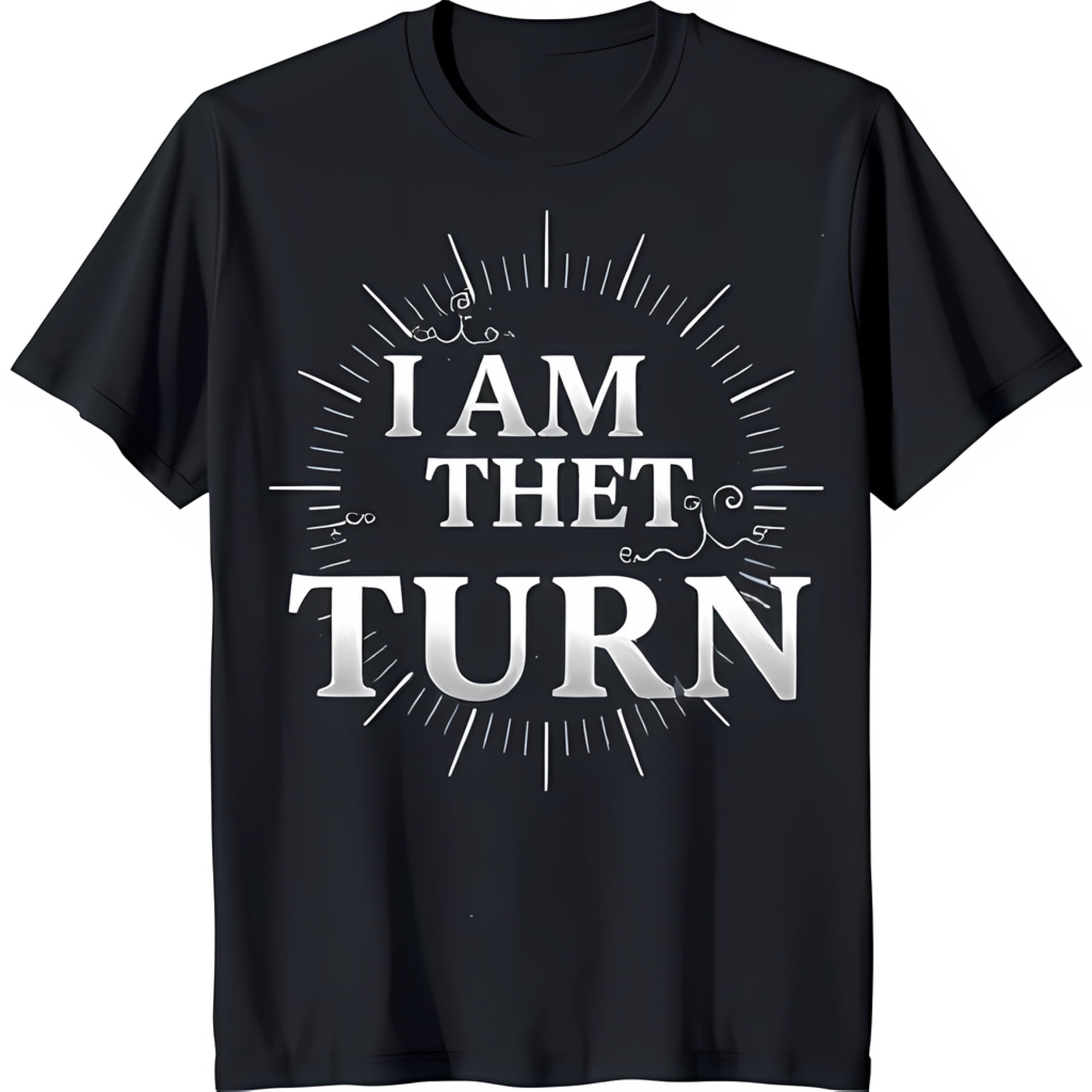 Bold Black T-Shirt with I AM THE TURN Graphic Stylish Circular Design ...