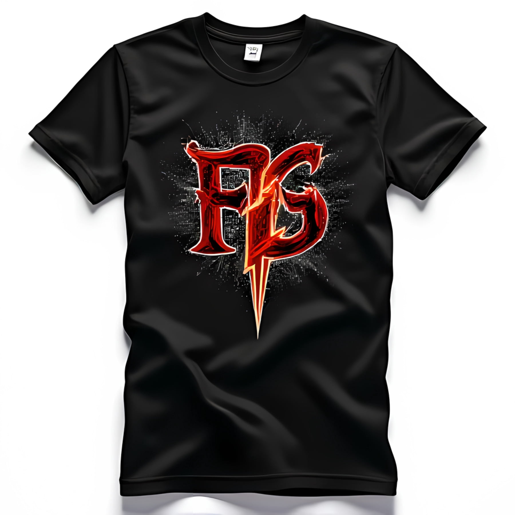 Bold Black T-Shirt with Iconic FG Eye Catching Graphic Design for ...