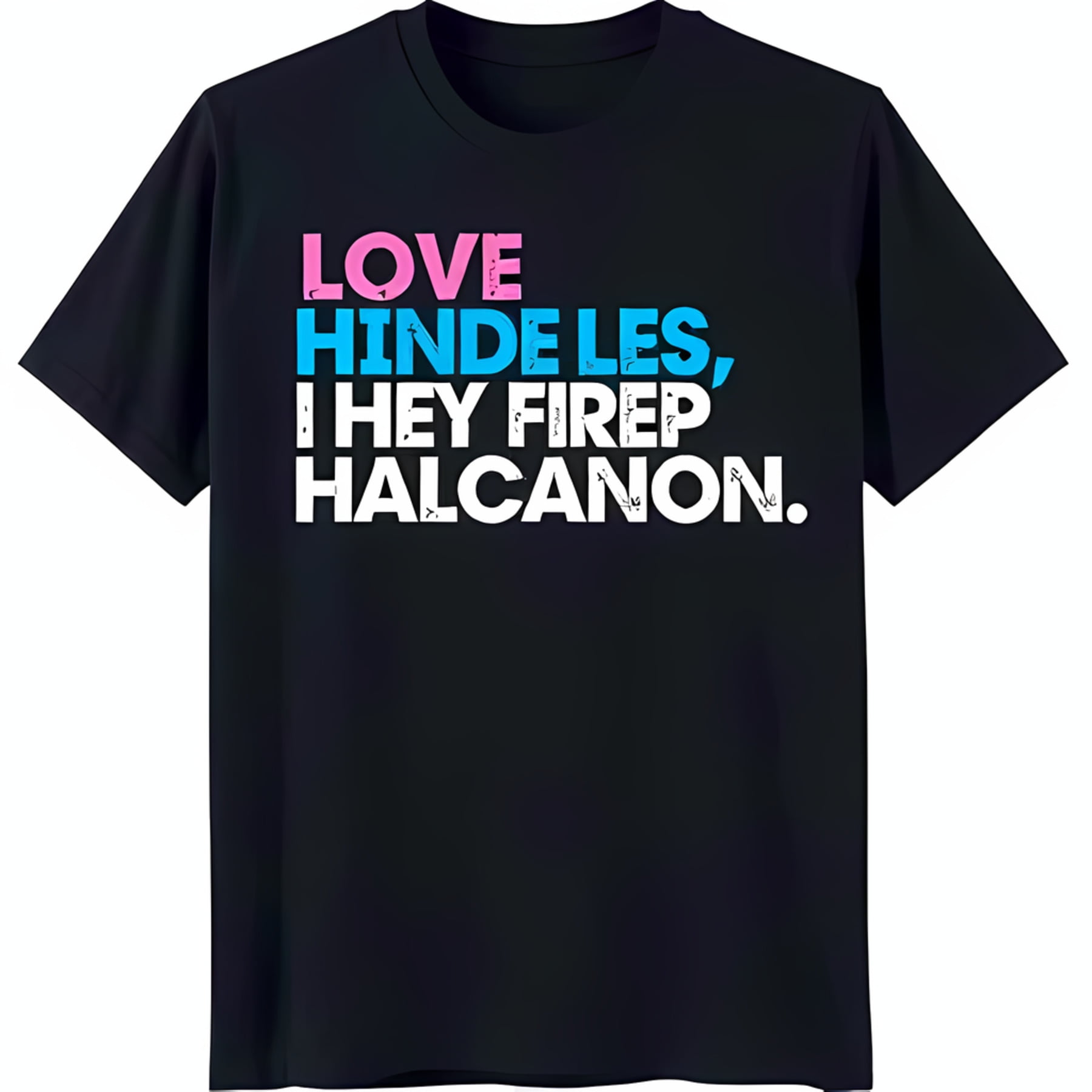 Bold Black T-Shirt with 'LOVE HINDE THEY FIREP ' Slogan Eye Catching ...