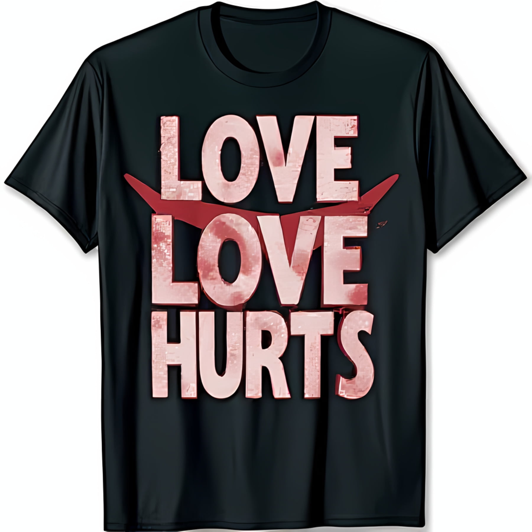 Bold Black T-Shirt with Love Love Hurts Graphic Edgy Design for ...