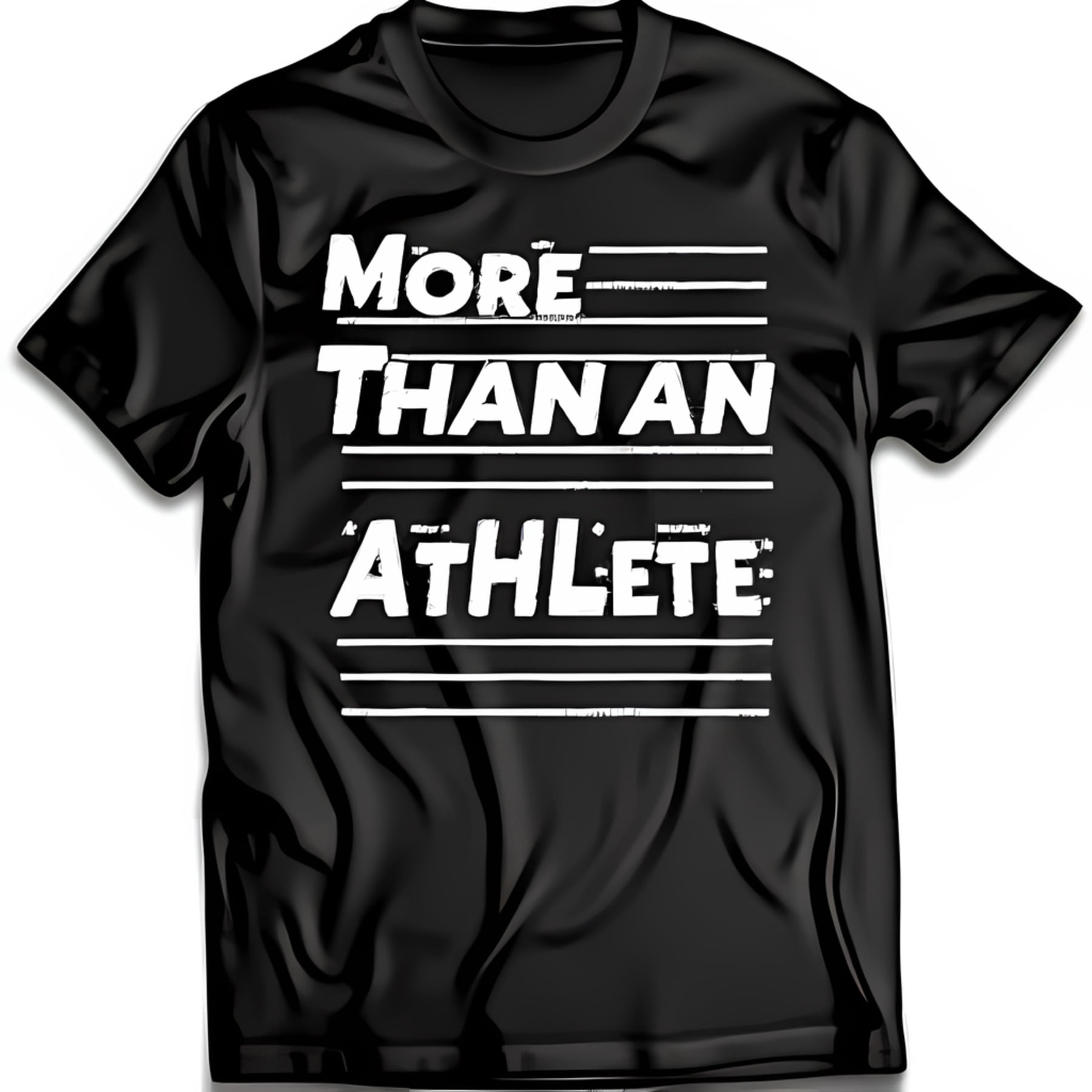 Bold Black T-Shirt with More Than An Athlete Graphic Fade Print ...