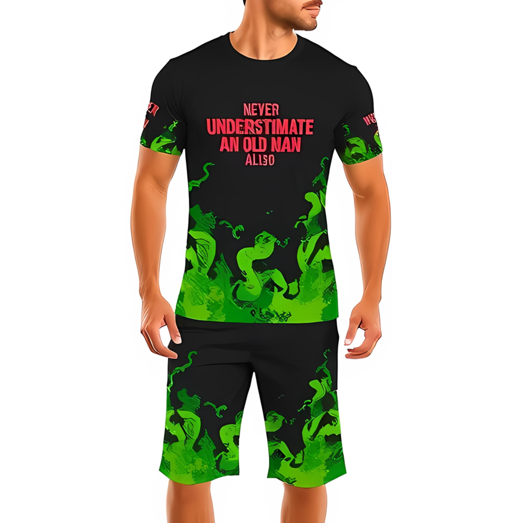 Bold Black T-Shirt with " NEVER UNDERESTIMATE AN OLD MAN " & Vibrant ...