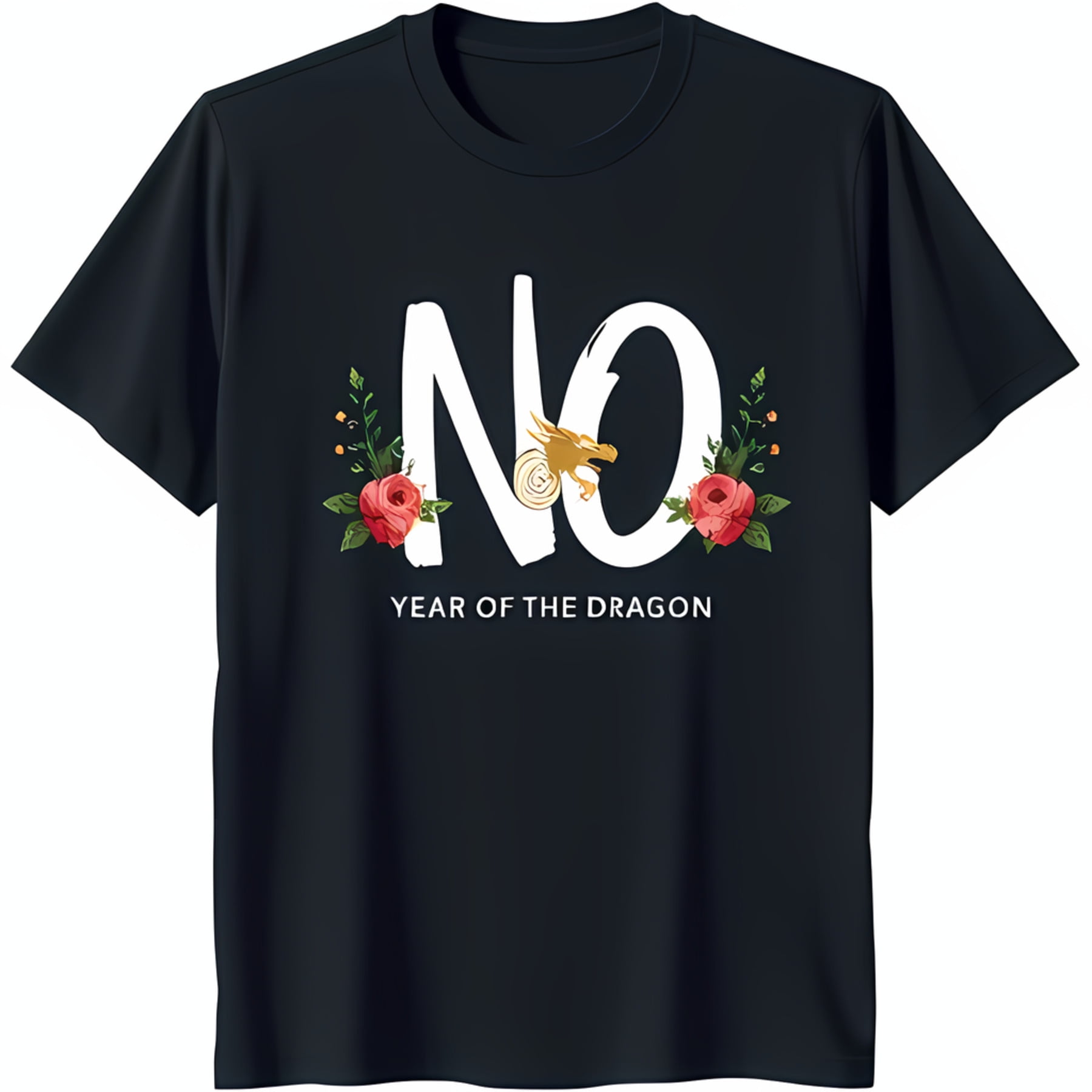 Bold Black T-Shirt with 'NO' Graphic & Golden Year of the Design ...