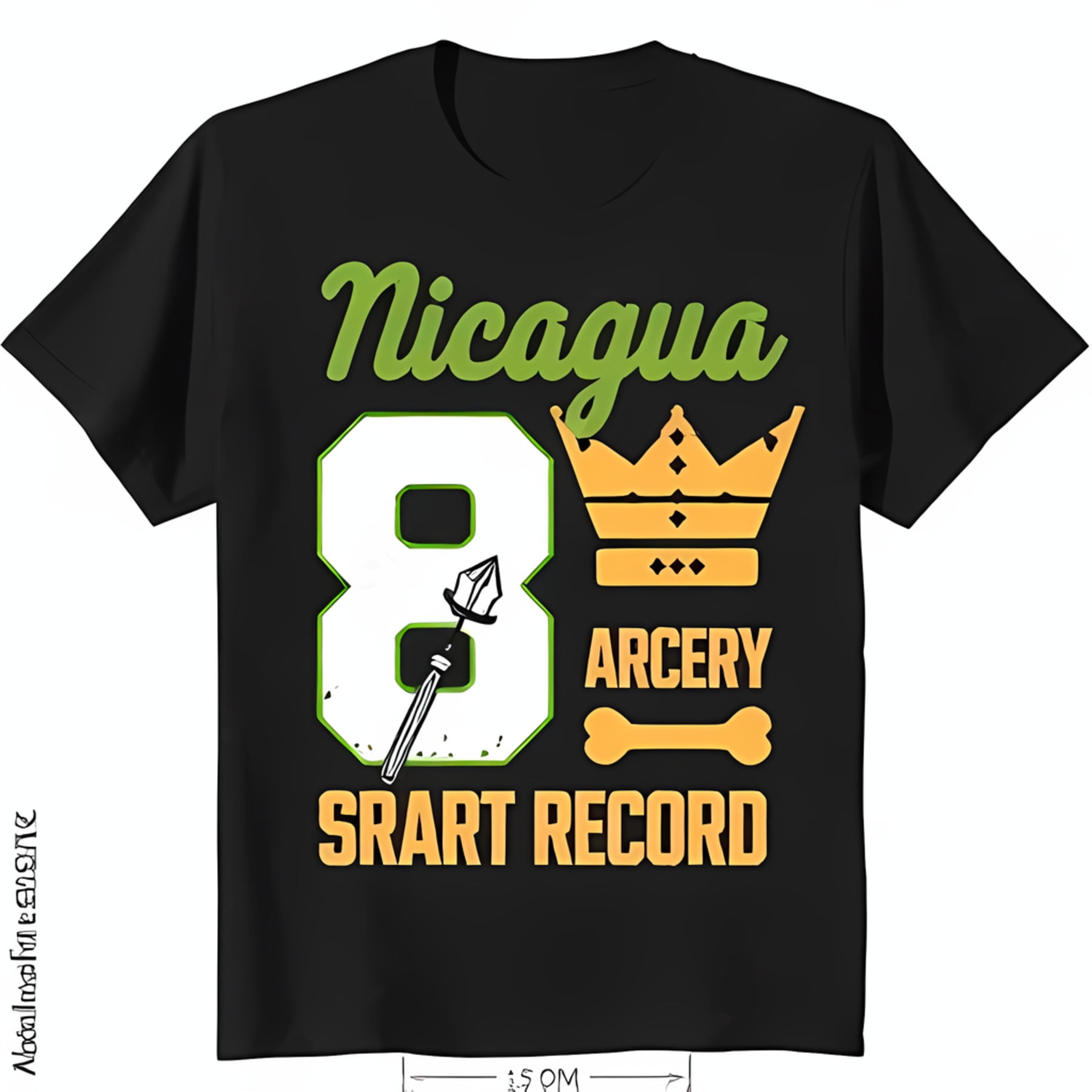 Bold Black T-Shirt with 'Nicaragua' Graphic Number 8 Crown & Archery ...
