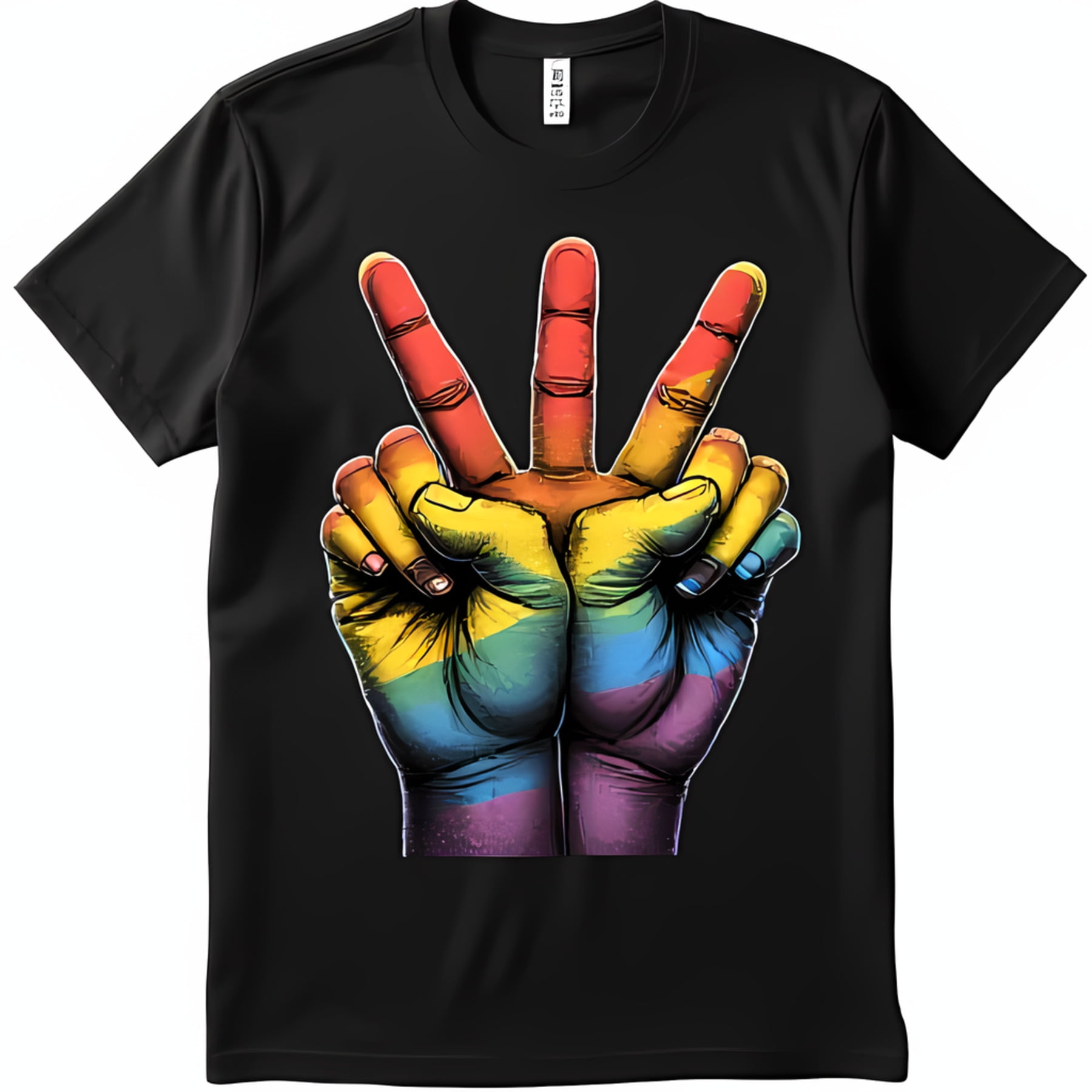 Bold Black T-Shirt with Peace Sign Graphic Celebrate Love & Acceptance ...
