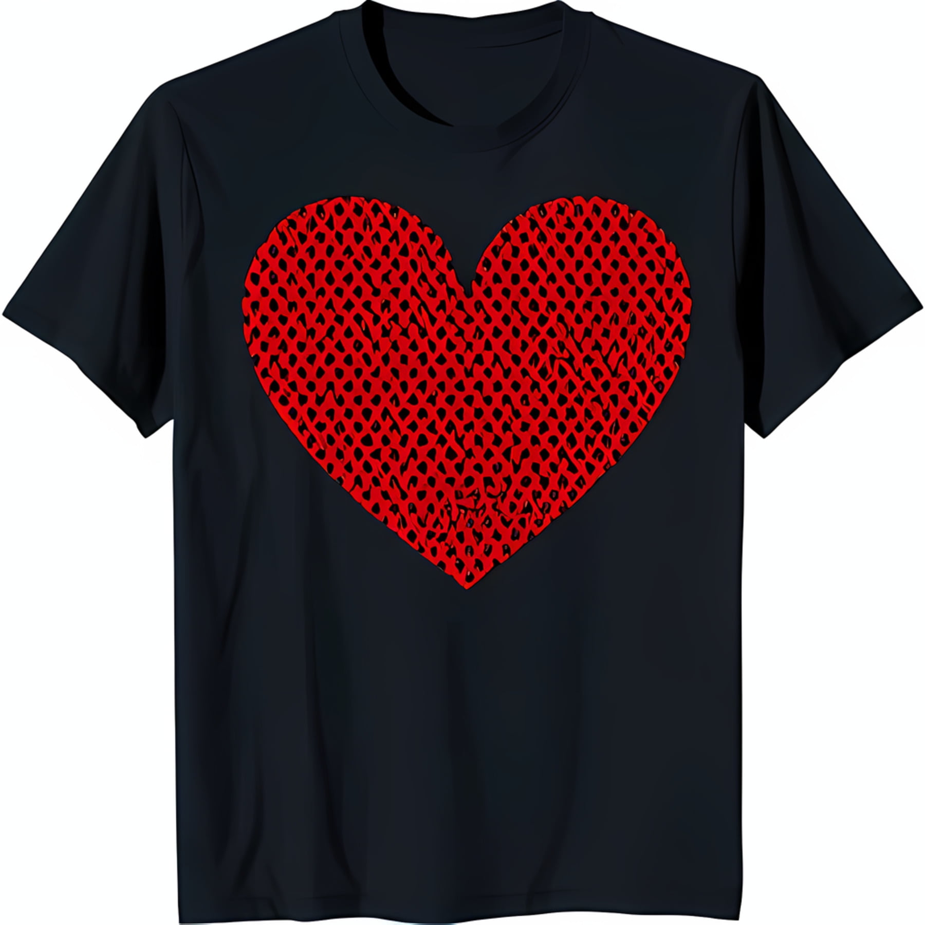 Bold Black T-Shirt with Pixelated Red Heart Graphic Stylish Everyday ...