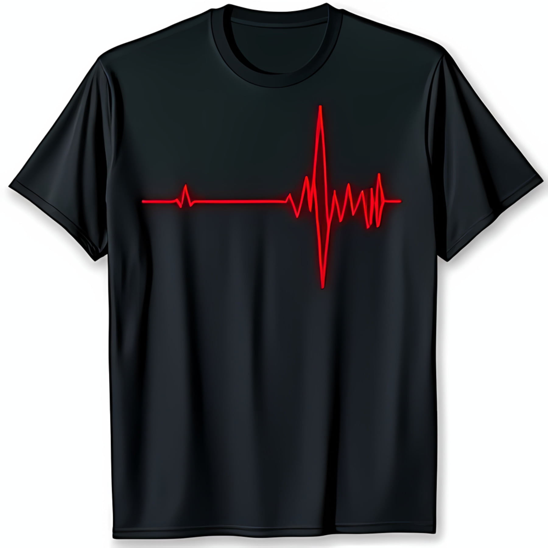 Bold Black T-Shirt with Red EKG Heartbeat Graphic Eye Catching Design ...