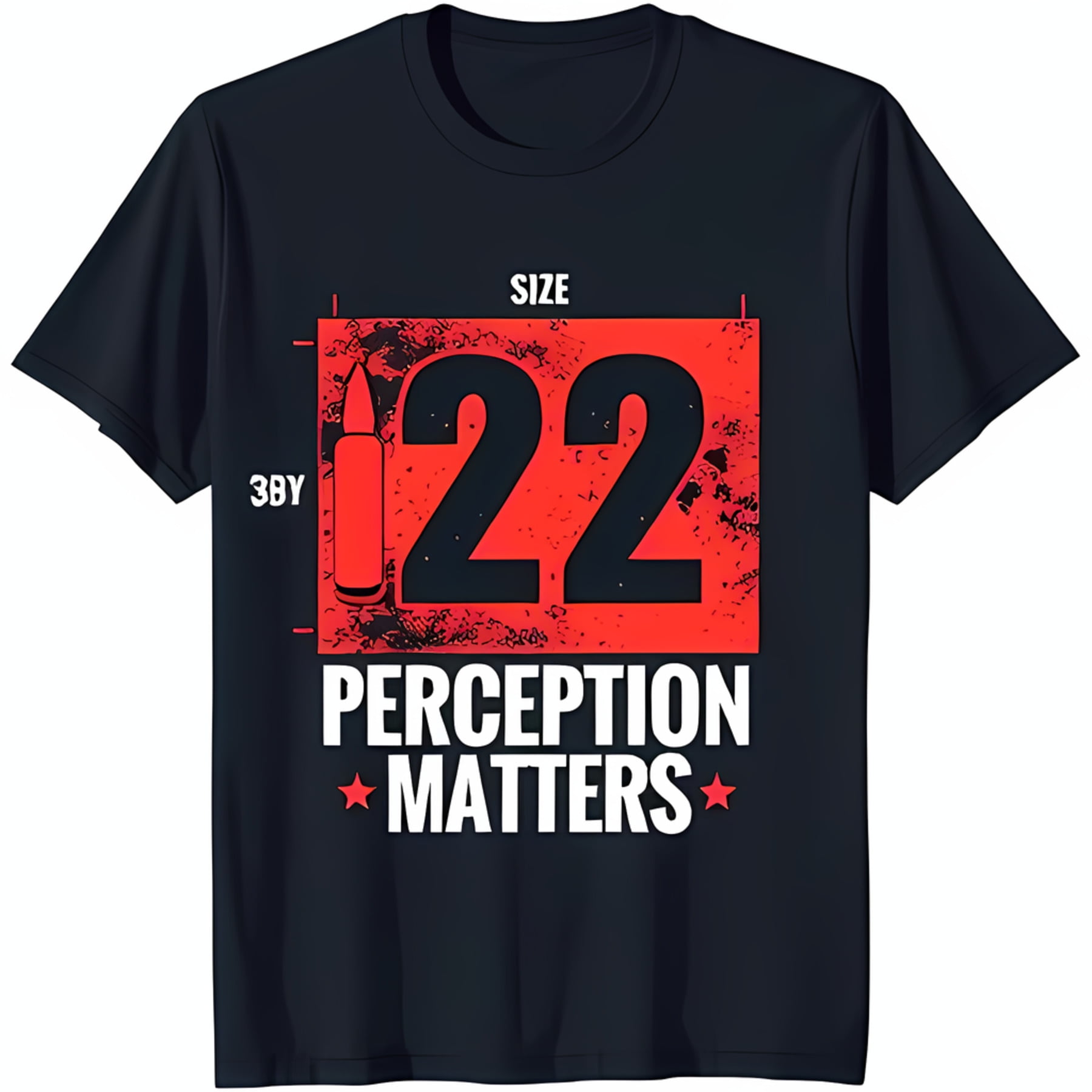 Bold Black T-Shirt with Red Square Graphic White & '22' Perception Matters - Walmart.com