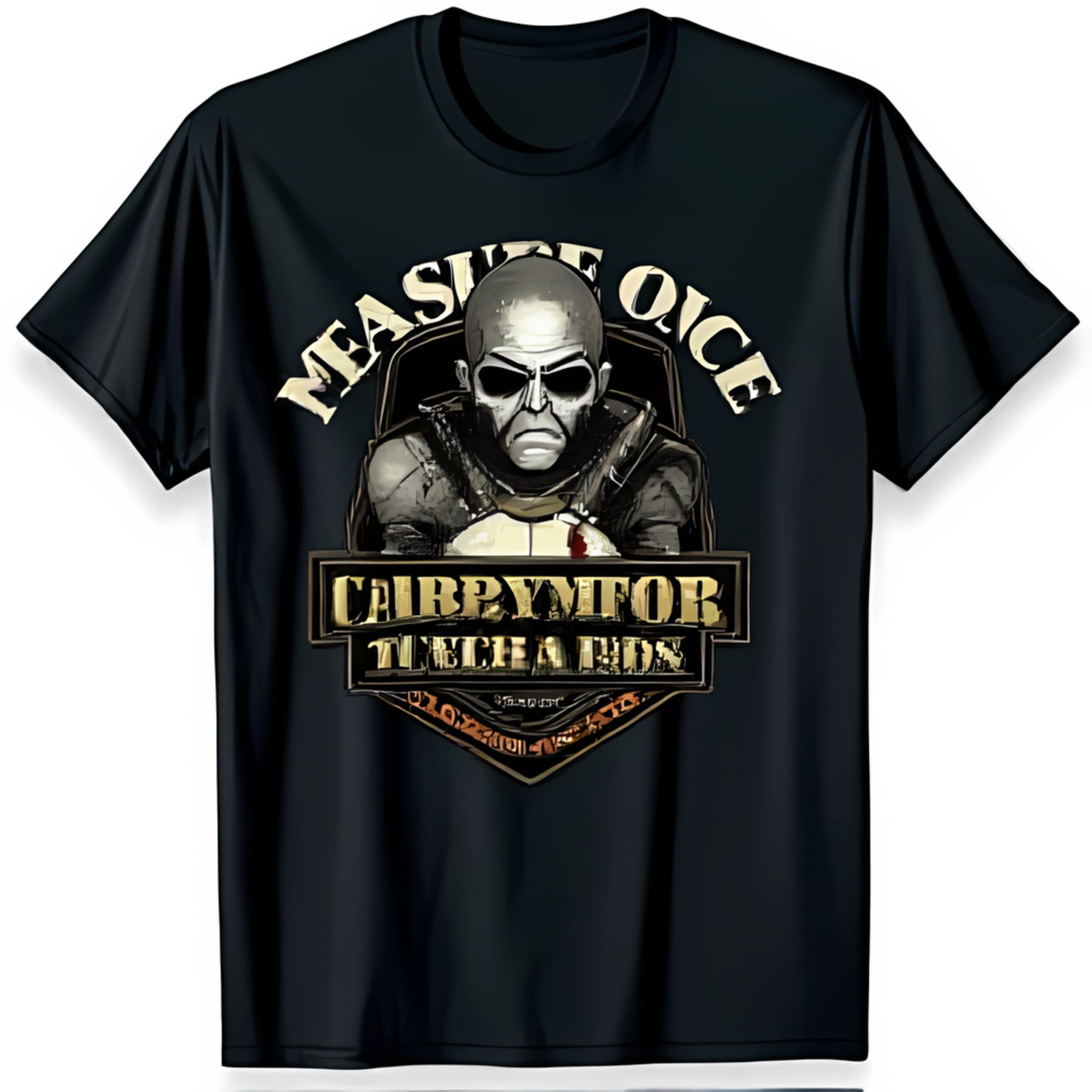 Bold Black T-Shirt with Rugged Chest Graphic of Strong Man & Style ...