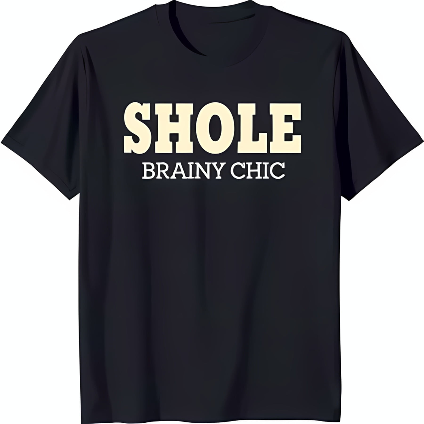 Bold Black T-Shirt with 'SHOLE BRAINY CHIC' Design Stylish & Eye Catching Graphic Tee - Walmart.com