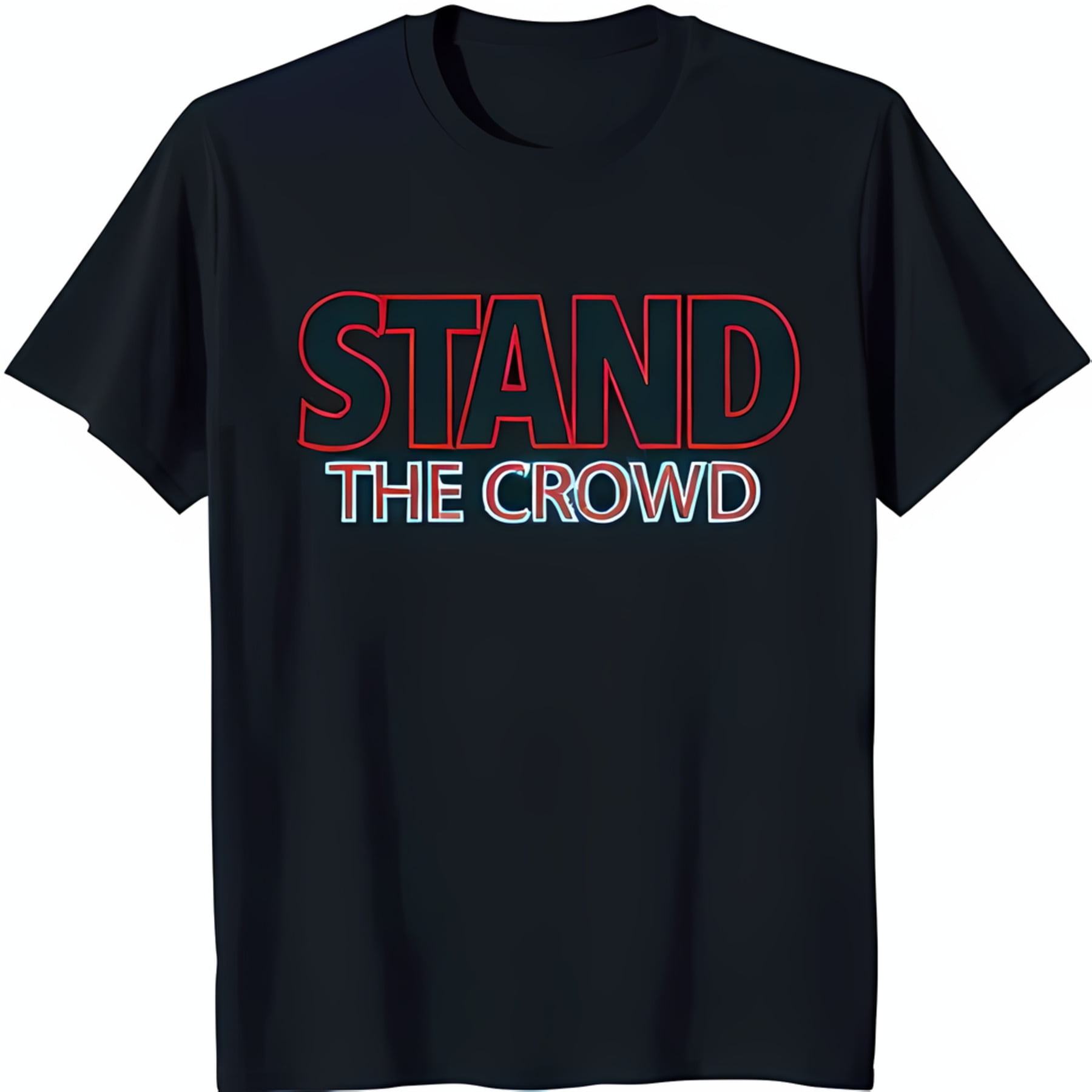 Bold Black T-Shirt with 'STAND THE CROWD' Graphic Eye Catching Design ...