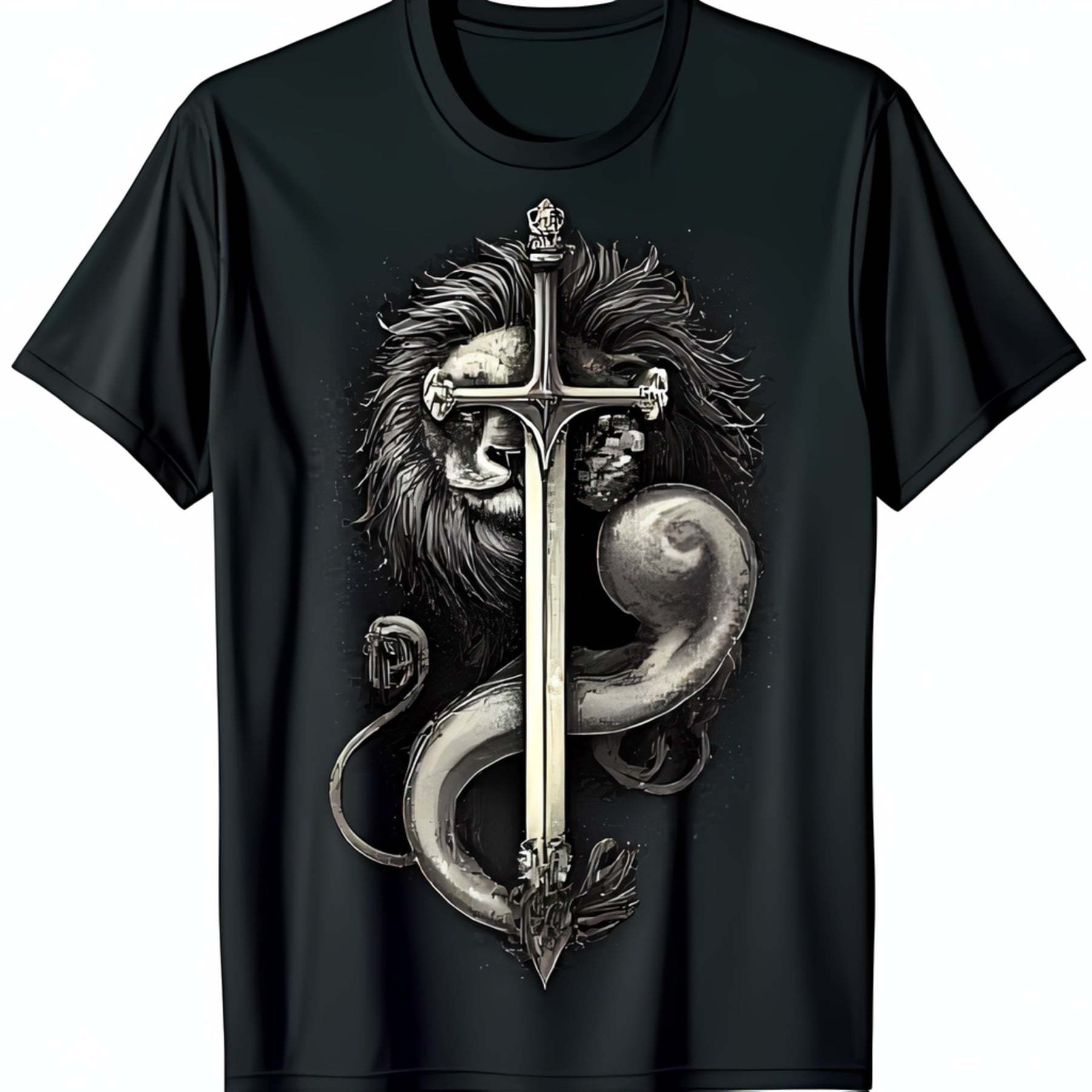 Bold Black T-Shirt with Silver & Graphic Eye Catching Design - Walmart.com