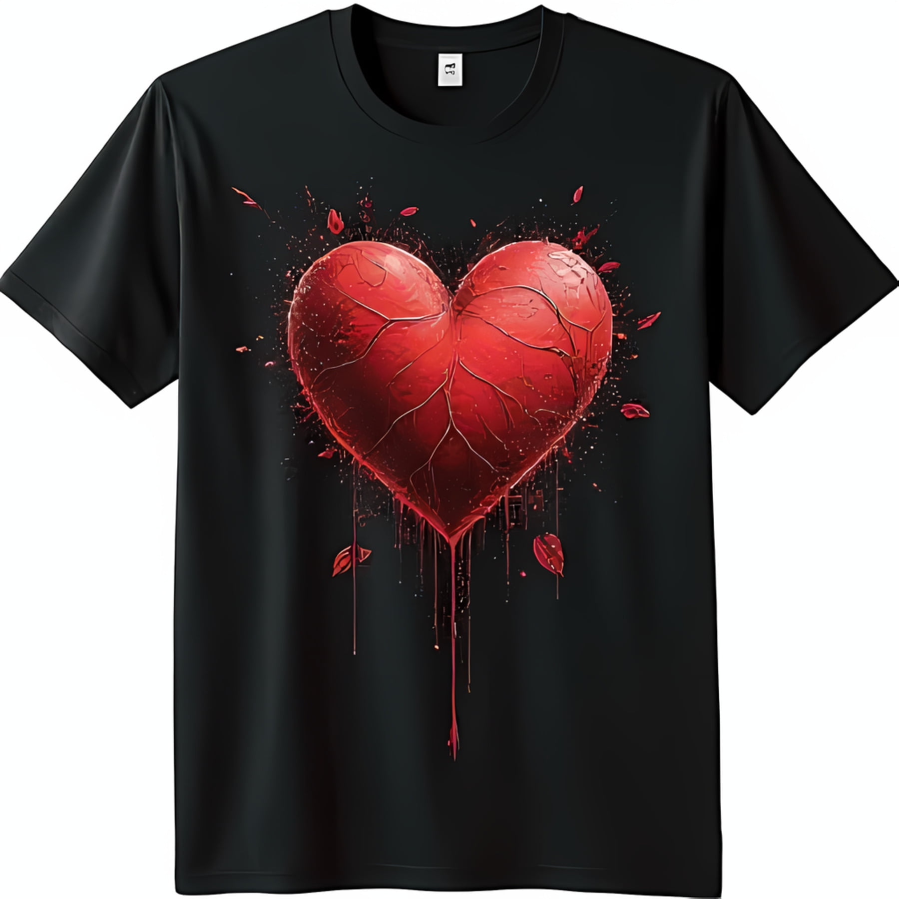 Bold Black T-Shirt with Striking Beating Heart Graphic Eye Catching ...
