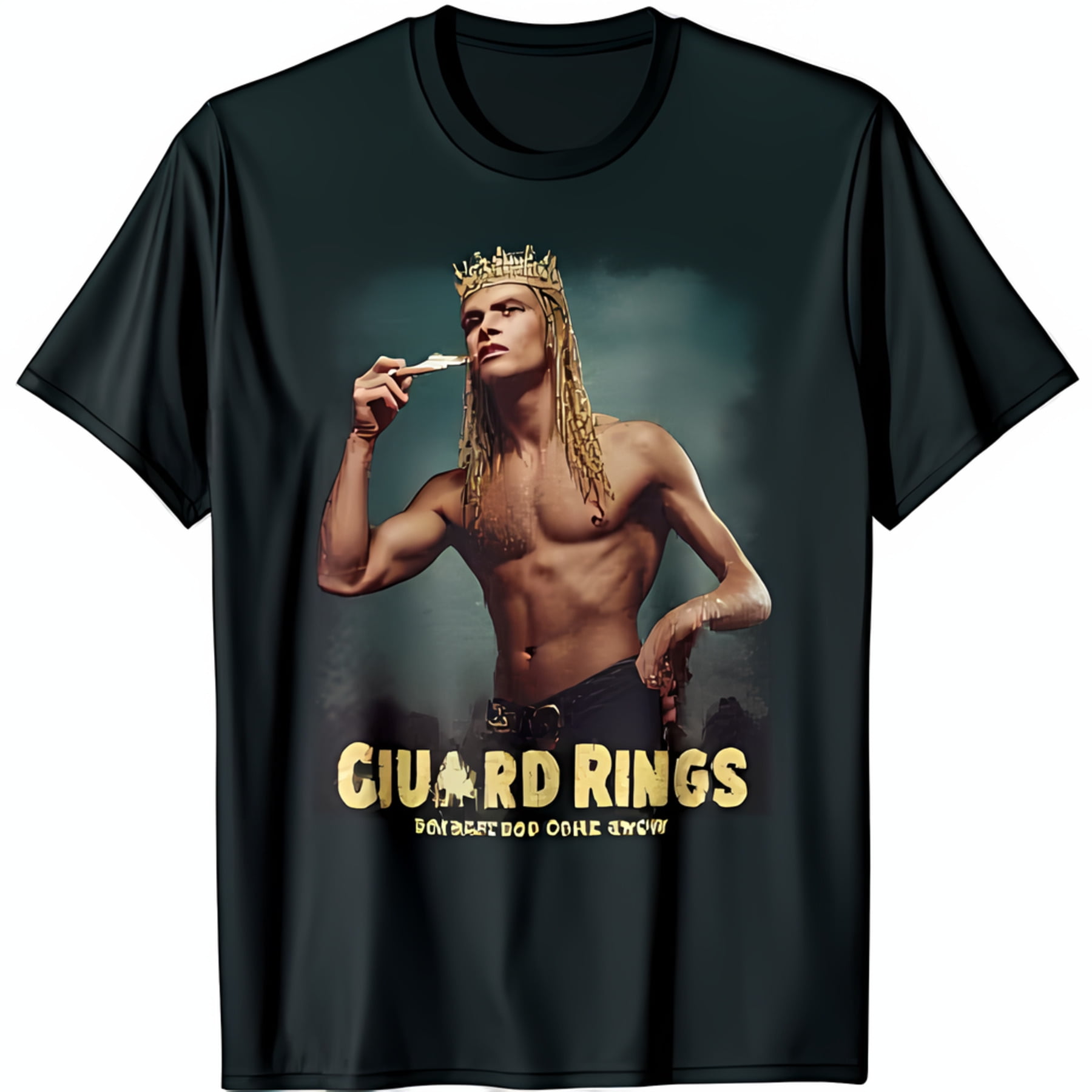 Bold Black T-Shirt with Striking Crowned Man Graphic Guard - Walmart.com