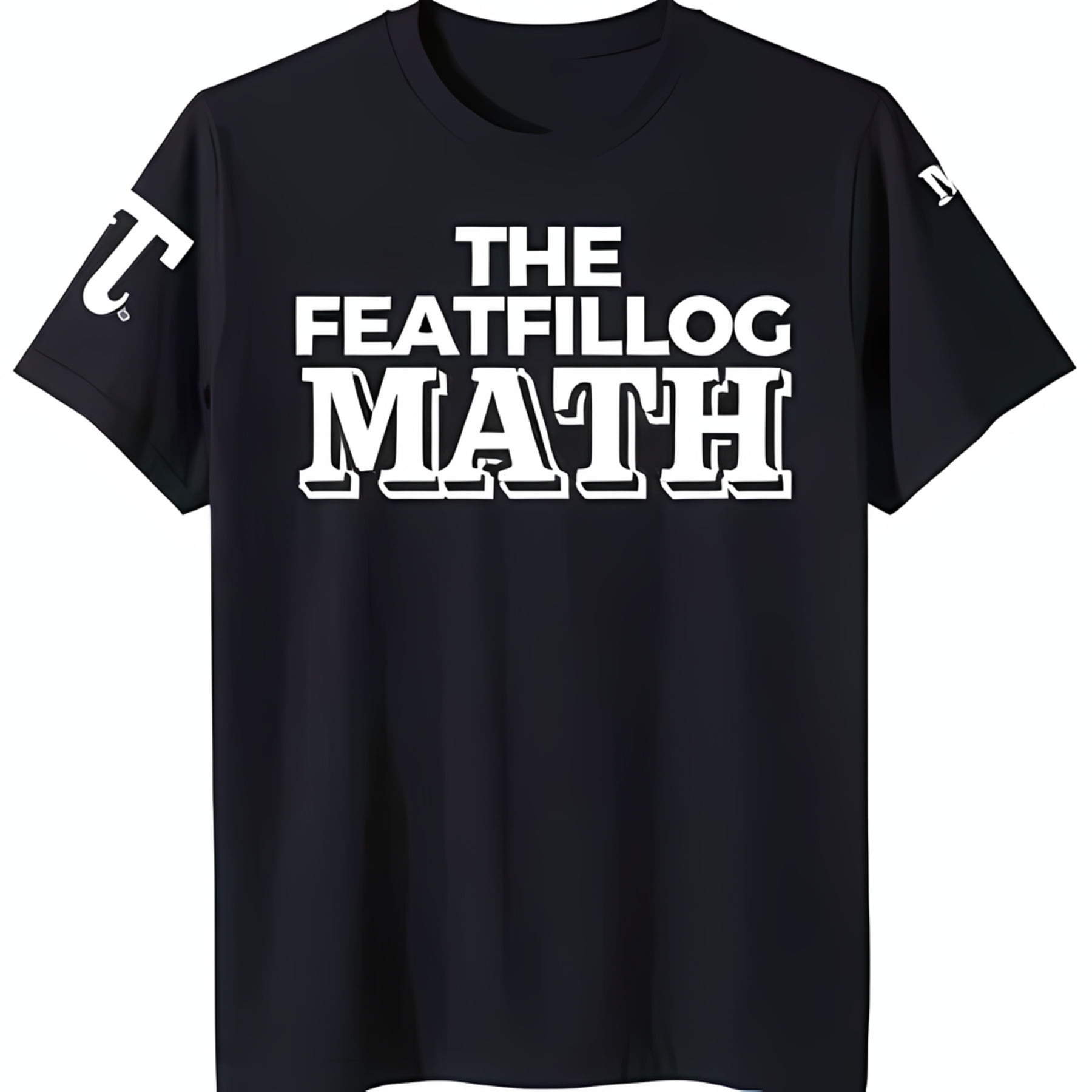 Bold Black T-Shirt with The Featfilog Math White Lettering Casual Neck ...